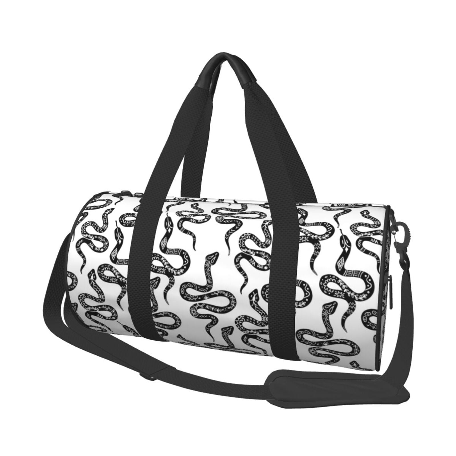 Tebeau Hand Drawn Snake Print Travel Duffle Bag, Waterproof Weekender ...