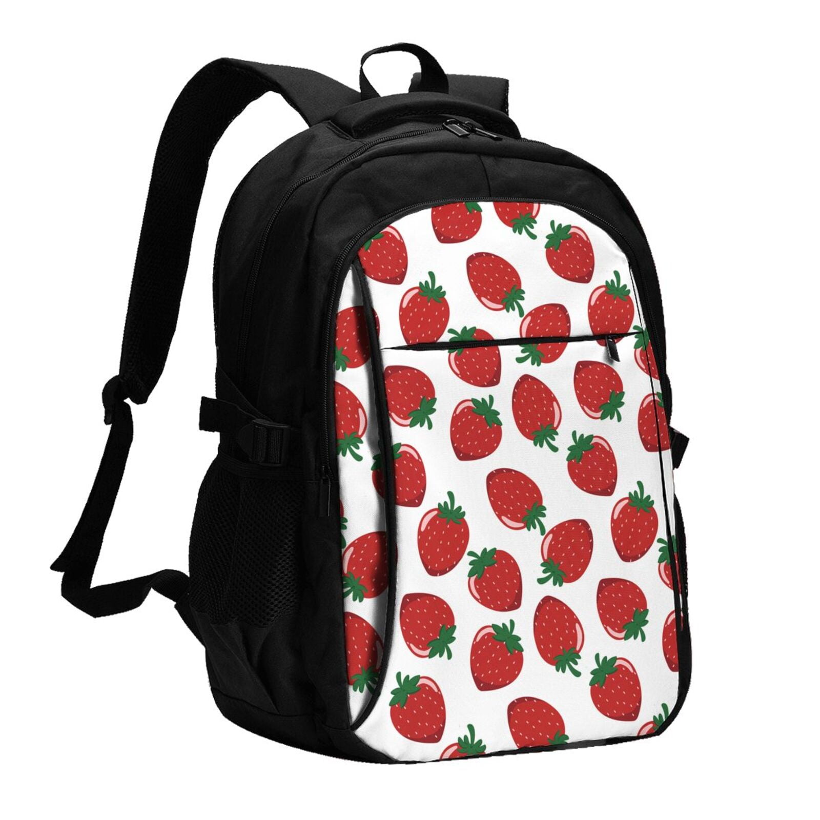 Tebeau Hand Drawn Strawberry Print Travel Laptop Backpack Waterproof ...