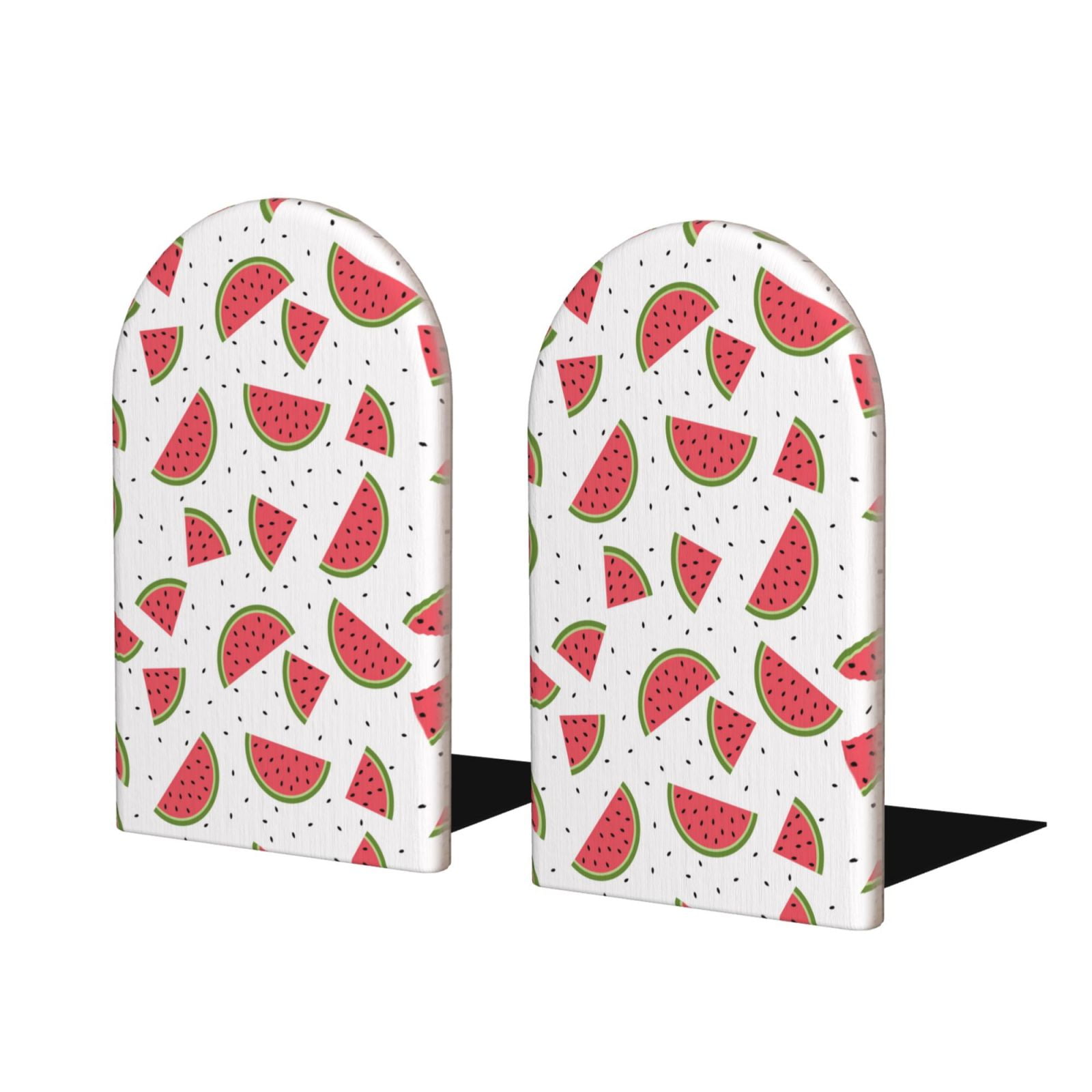 Tebeau Hand Drawn Watermelon Print Wood Bookends for Shelves,Bookends ...