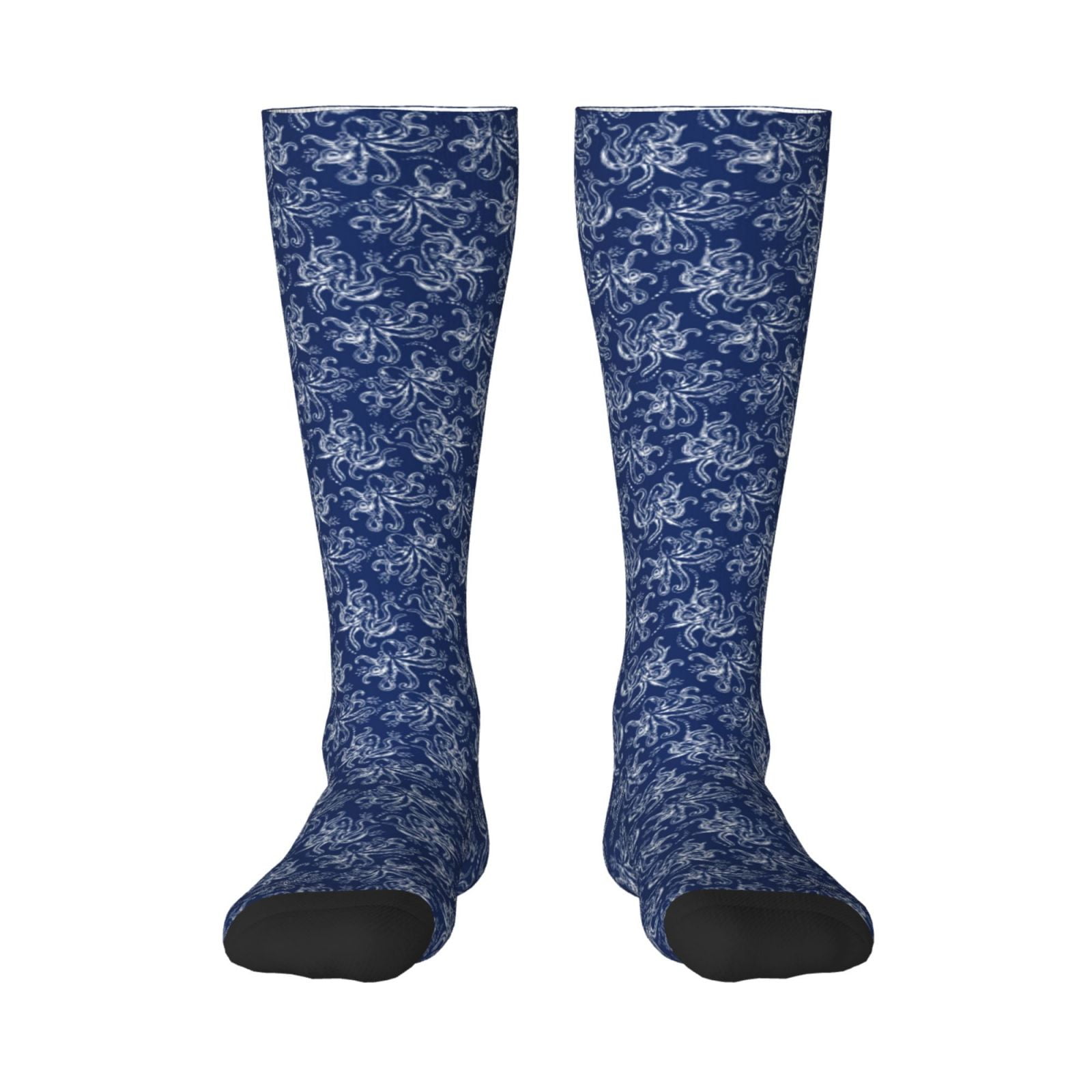 Tebeau Hand drawn octopus Print Adult Fuzzy Socks with Grips Plus Size ...