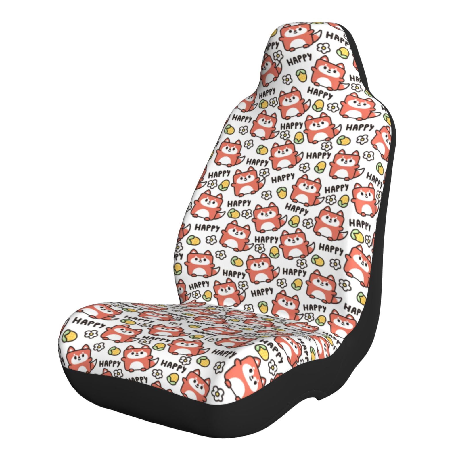 Tebeau Happy Foxy Faces Print Car Seat Cushions, Seat Covers for Cars ...