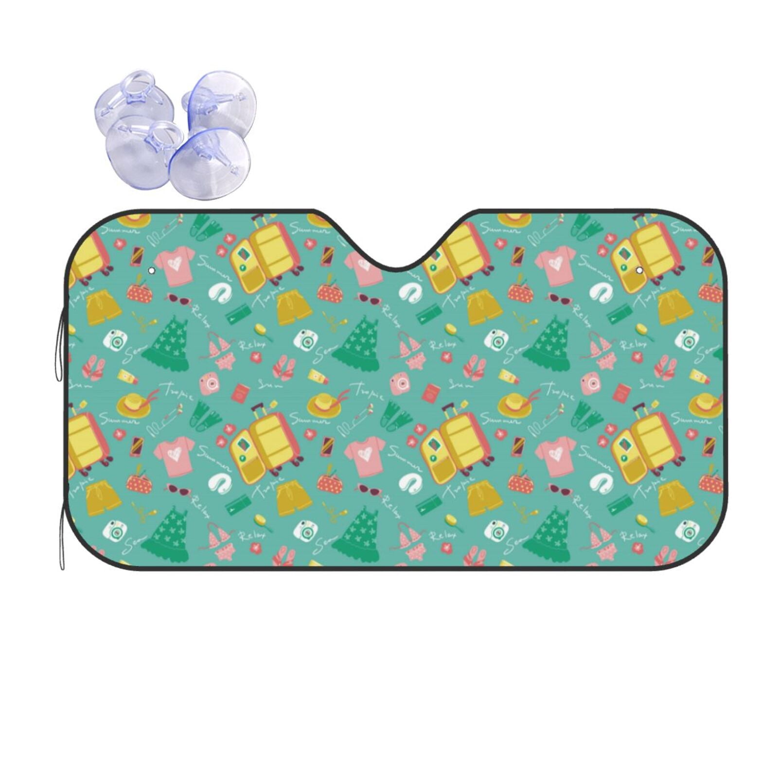Tebeau Happy Summer Print Foldable Car Windshield Sun Shades Universal ...