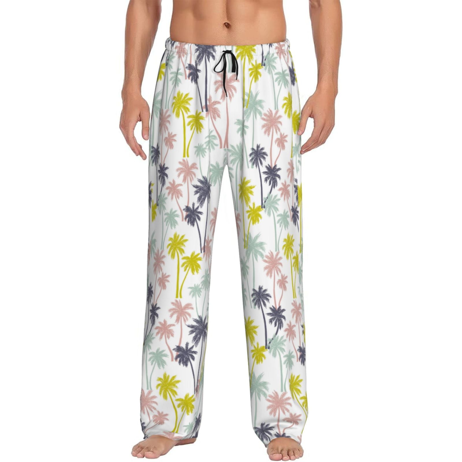Tebeau Hawaiian Coconut Tree Print Men's Pajama Pant Men's Sleep Pajama ...