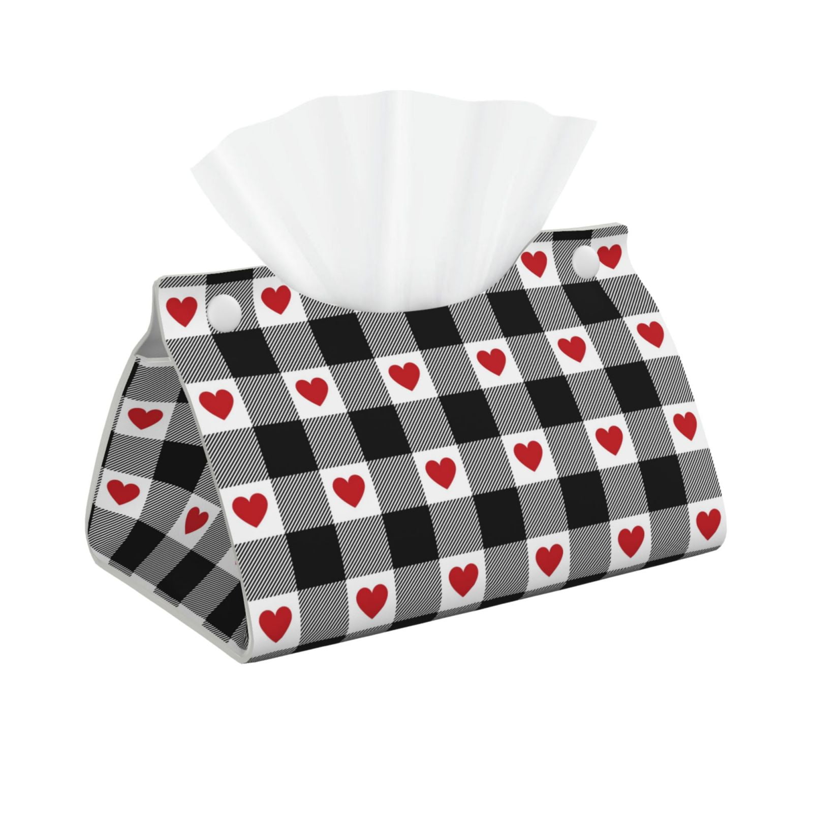 Tebeau Heart Black Buffalo Plaid Gingham Print Tissue Box Cover,Modern ...