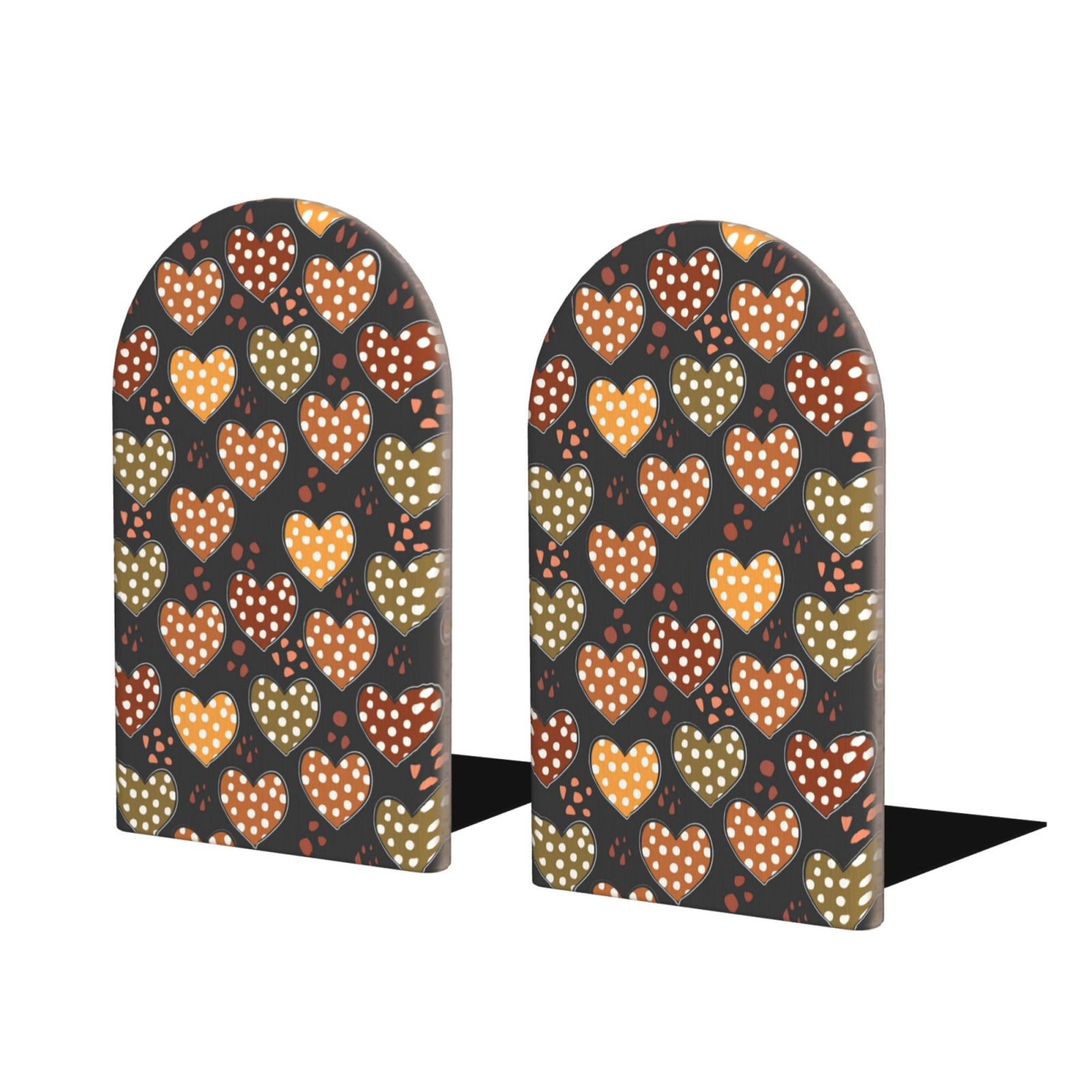 Tebeau Heart Print Wood Bookends for Shelves,Bookends,Book Holders for ...