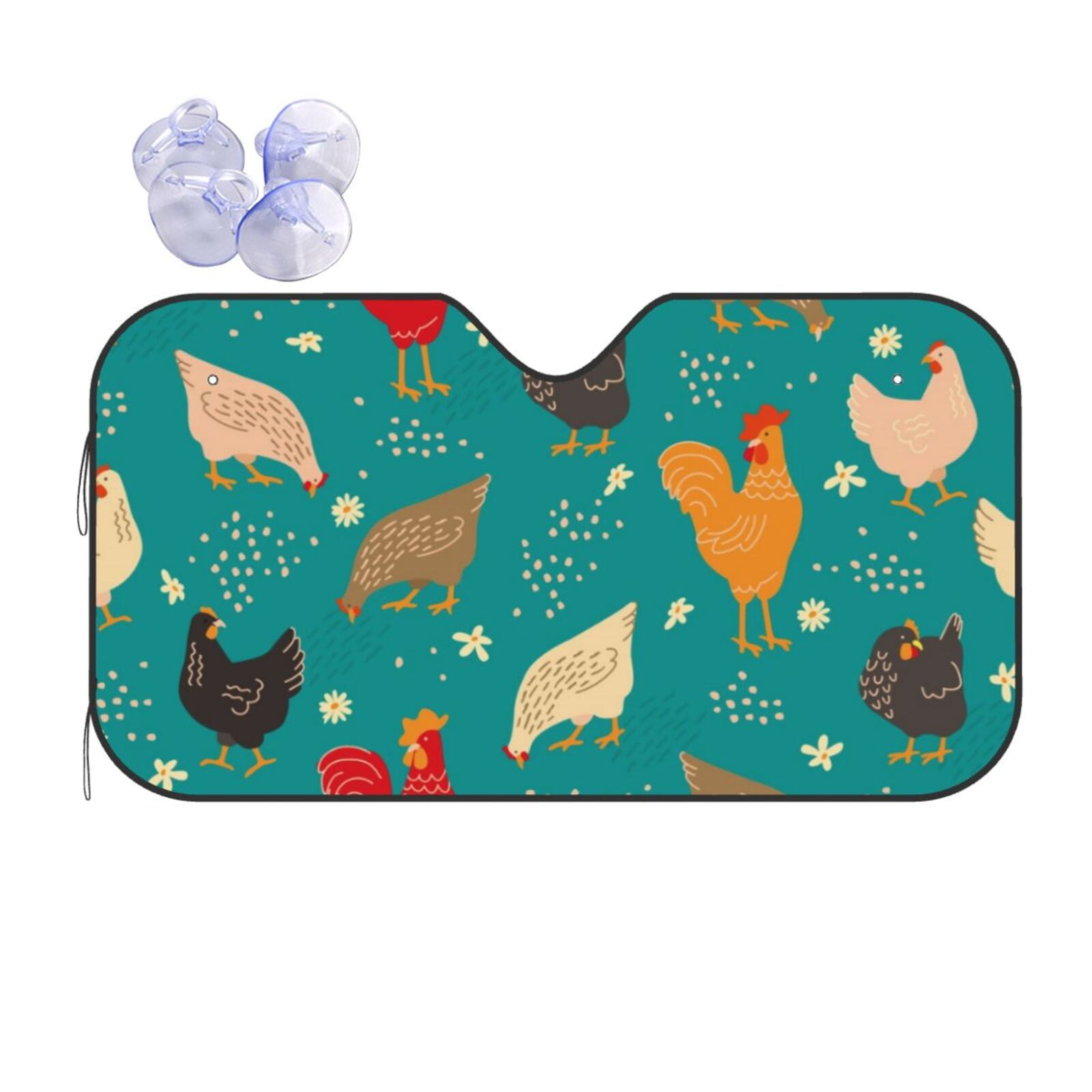 Tebeau Hens And Rooster Print Foldable Car Windshield Sun Shades ...