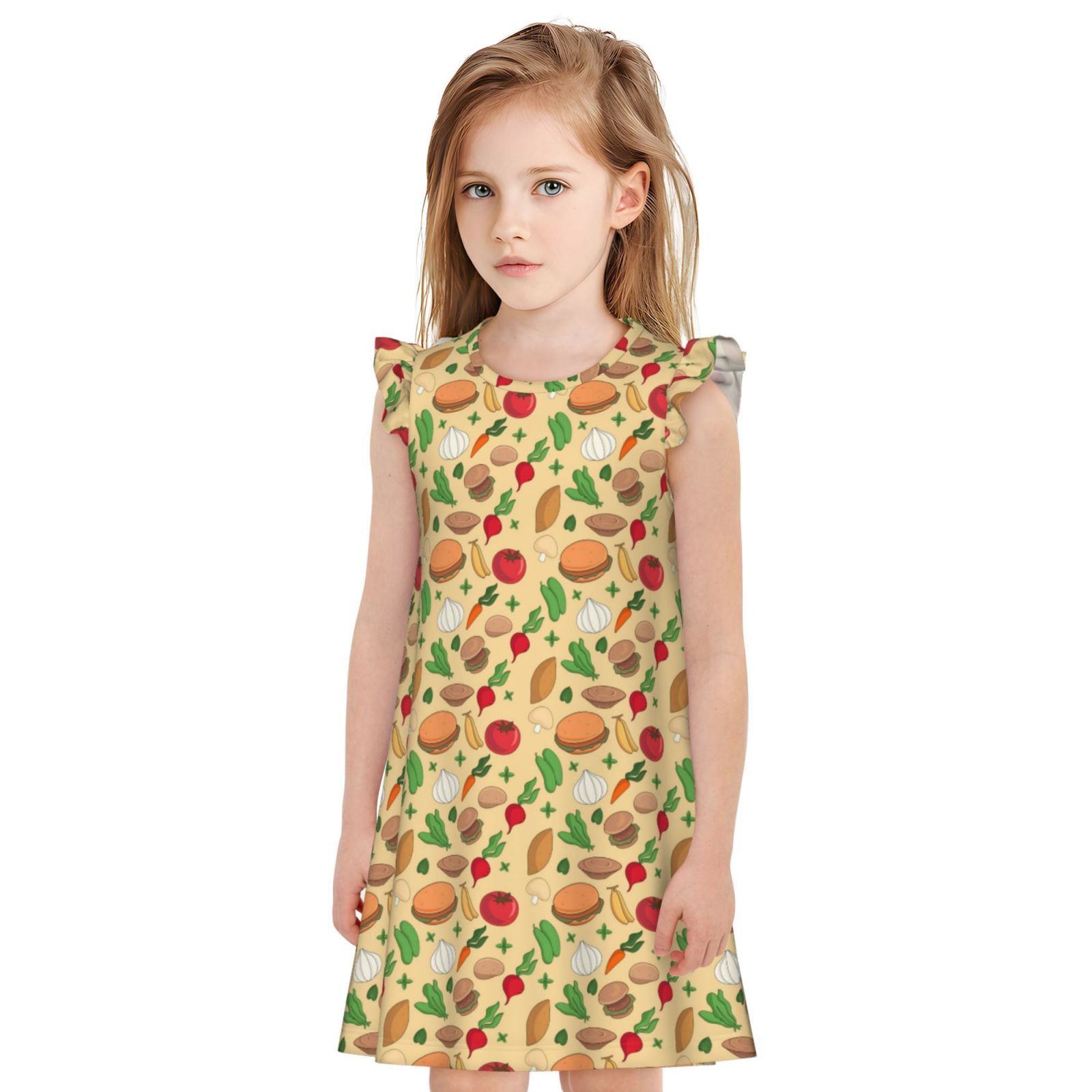 Tebeau Herb Of Burger Print Girls Nightgowns Flutter Sleeve Pajamas ...