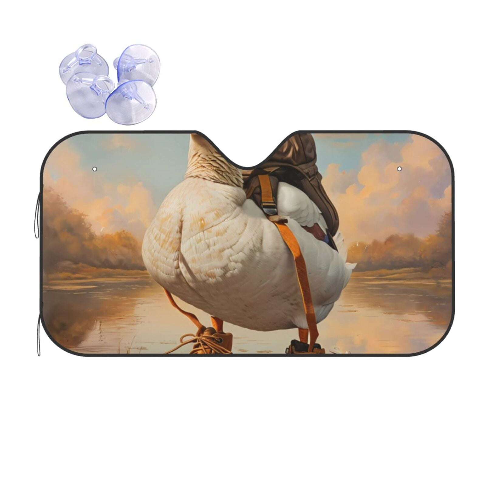 Tebeau Hiking Duck Print Foldable Car Windshield Sun Shades Universal ...