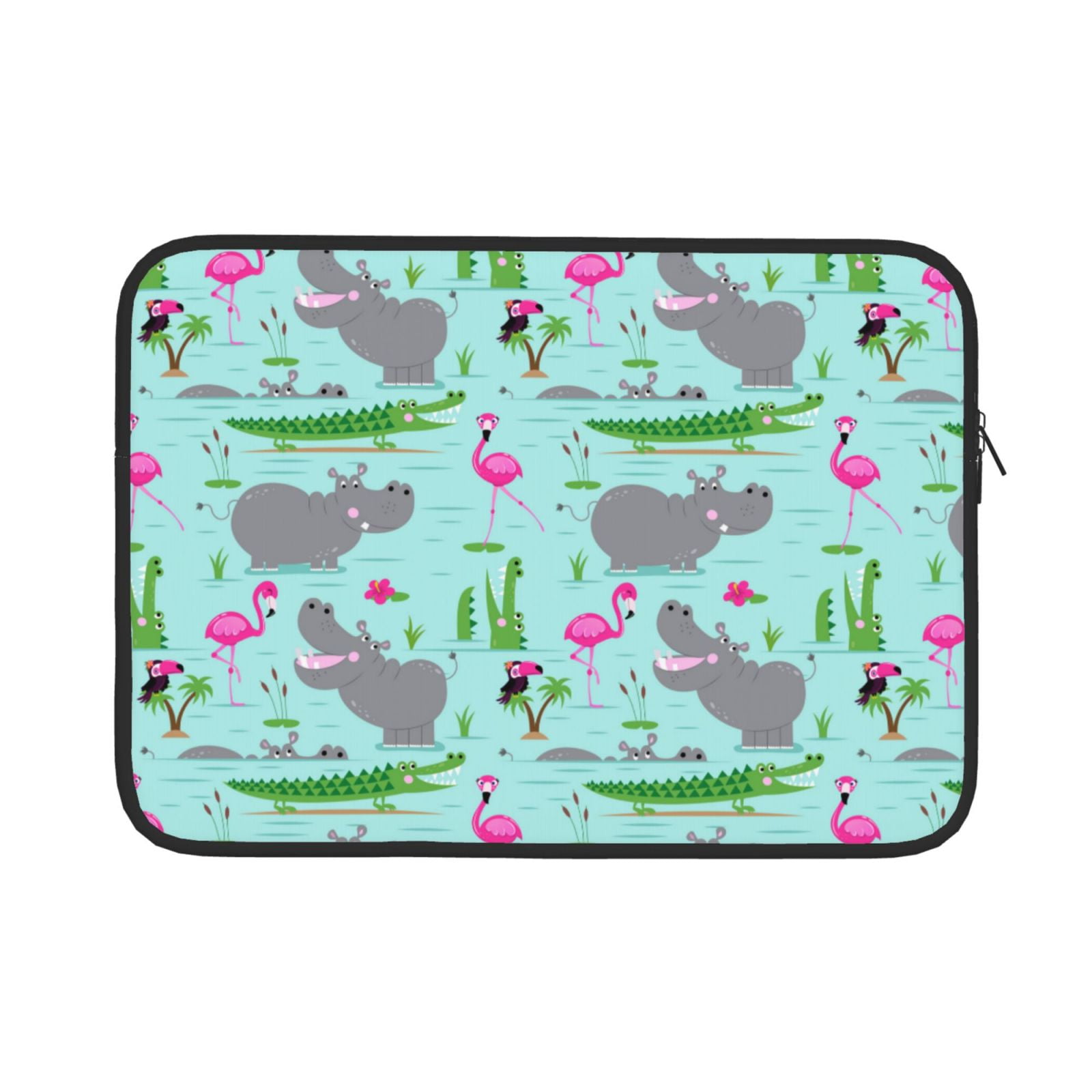 Tebeau Hippo With Flamingos And Crocodiles Print Laptop Case,Laptop Bag ...