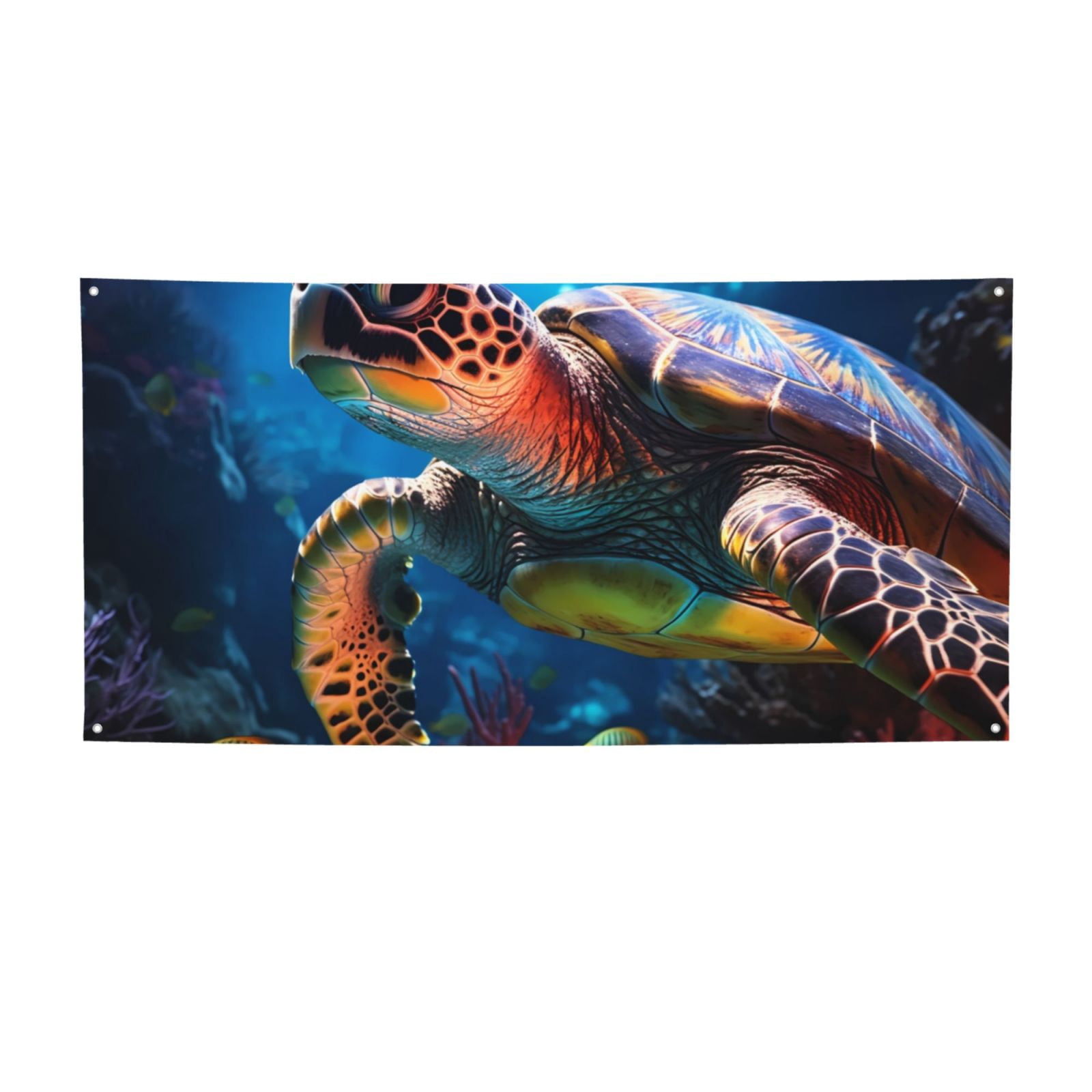 Tebeau Ice Blue Ocean Sea Turtle Print Banner Backdrop Banner for ...