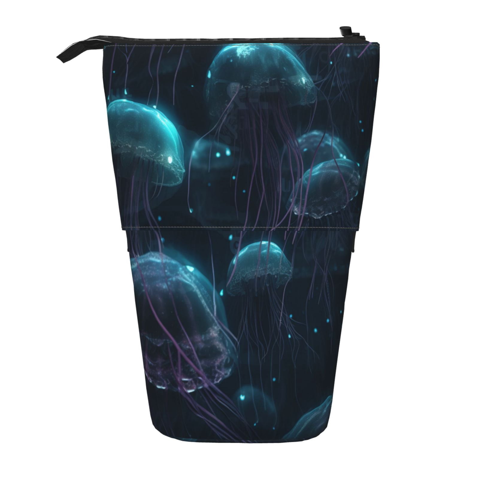 Tebeau Ice blue light spot jellyfish Print Telescopic Pencil Bag Pen ...