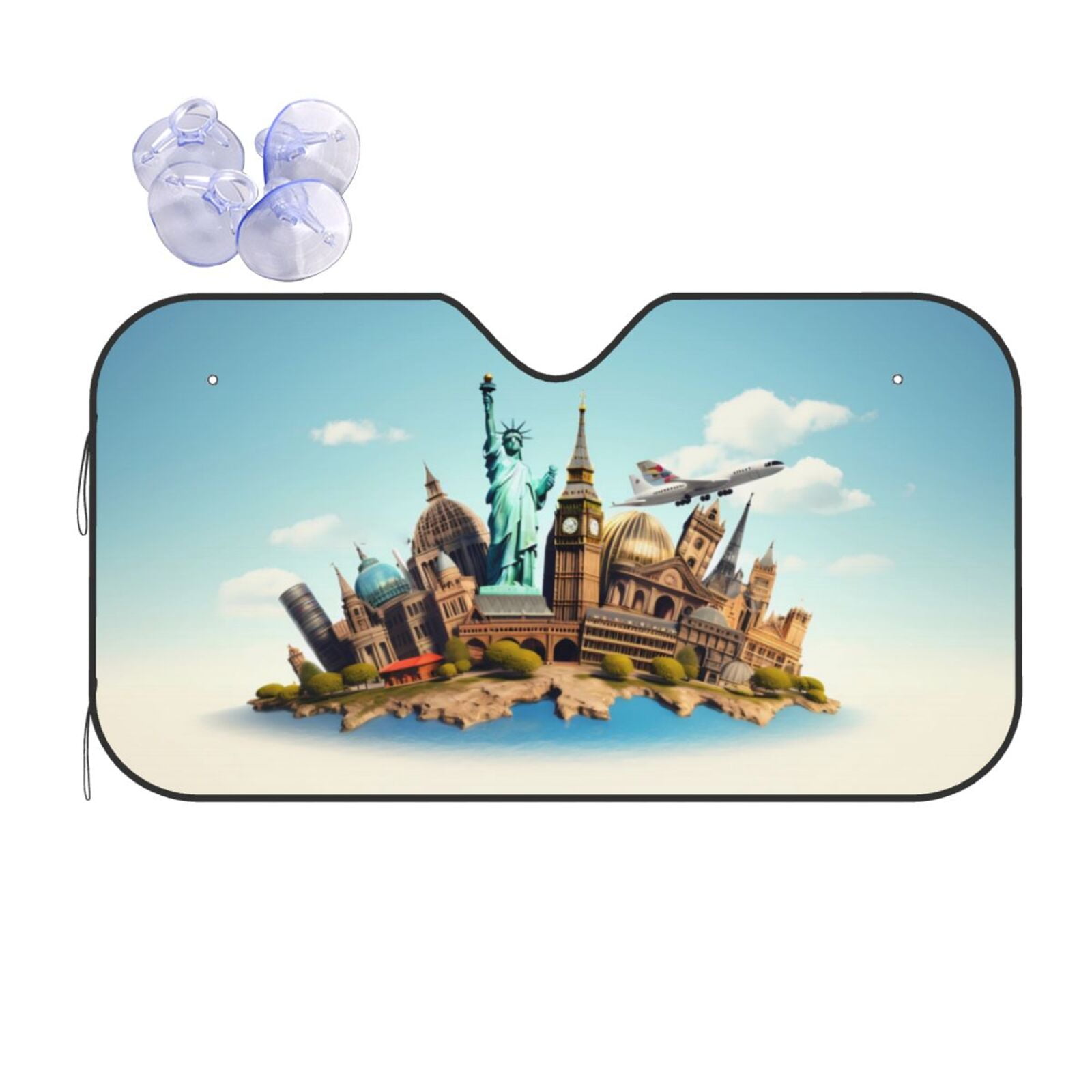 Tebeau Iconic Global Landmarks Print Foldable Car Windshield Sun Shades ...
