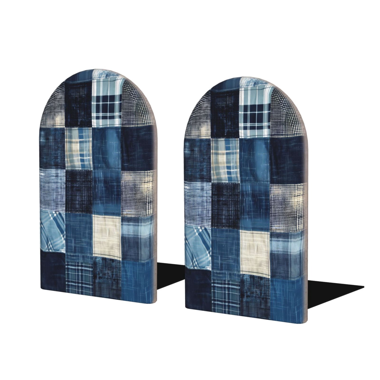 Tebeau Indigo Patchwork Quilt Print Wood Bookends for Shelves,Bookends ...