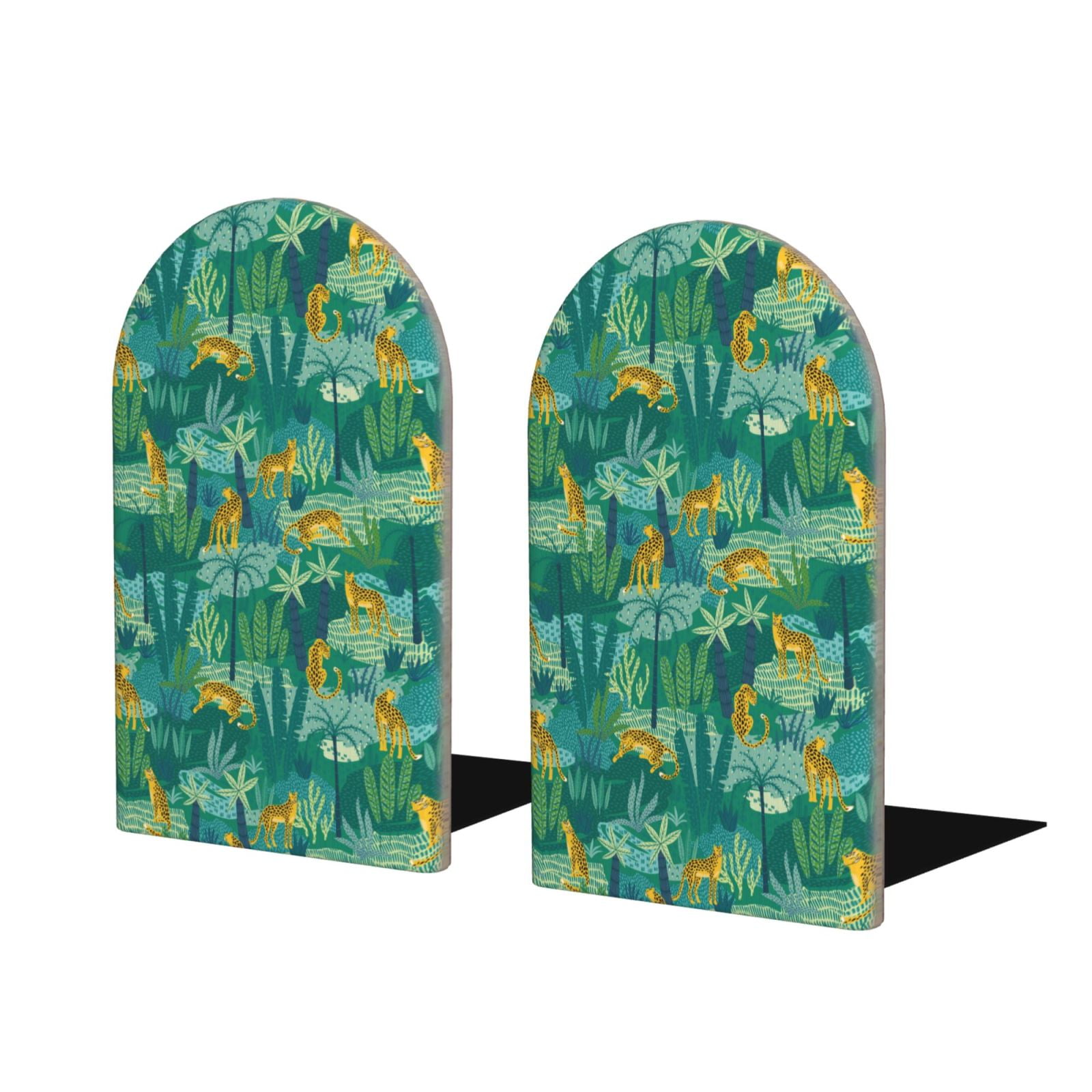 Tebeau Jungle Leopard Print Wood Bookends for Shelves,Bookends,Book ...