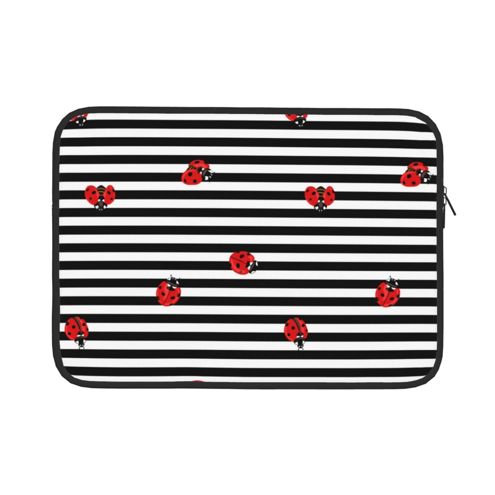 Tebeau Ladybugs on Black and White Striped Print Laptop Case,Laptop Bag ...