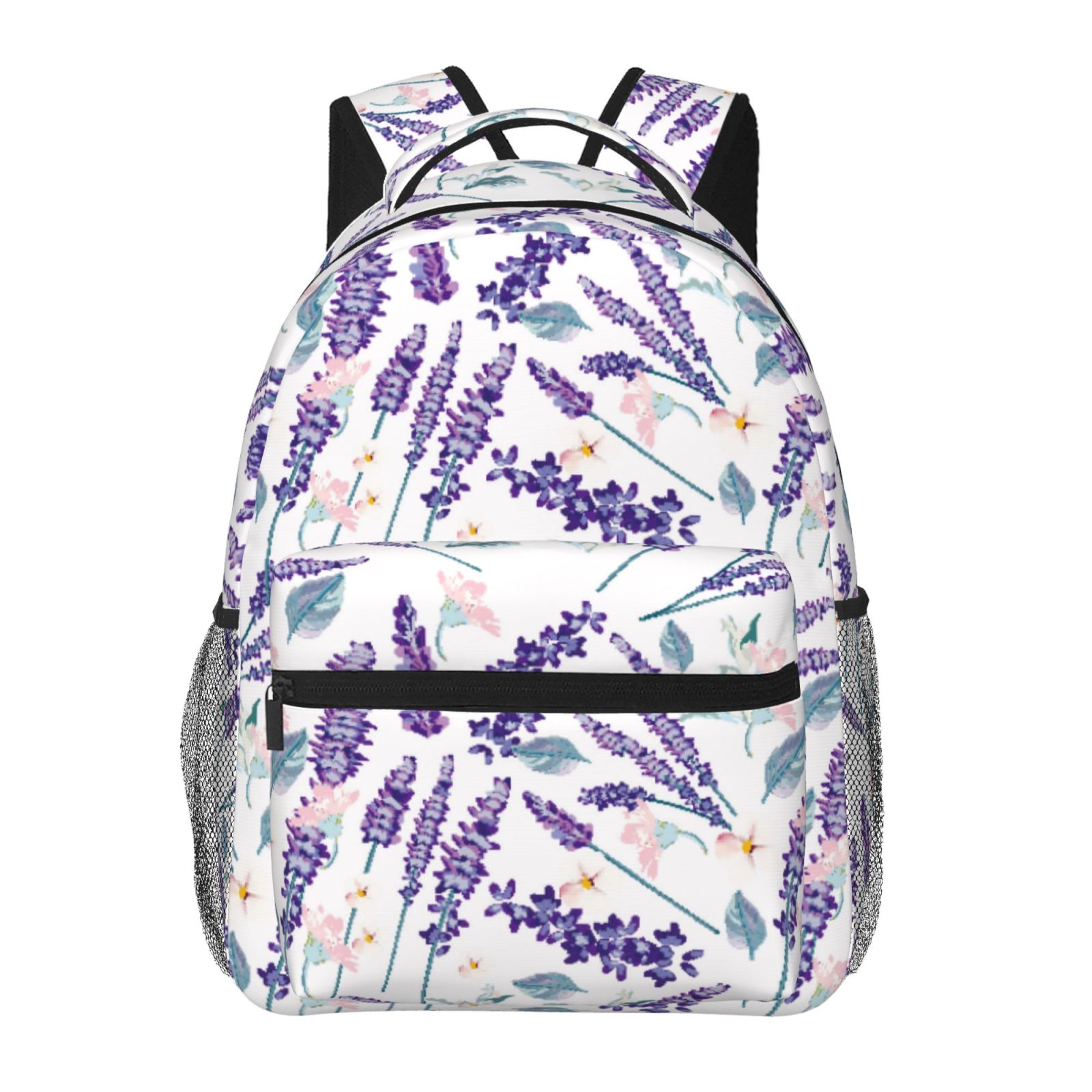 Tebeau Lavender Flowers Print Backpack for Women Men, Waterproof High ...
