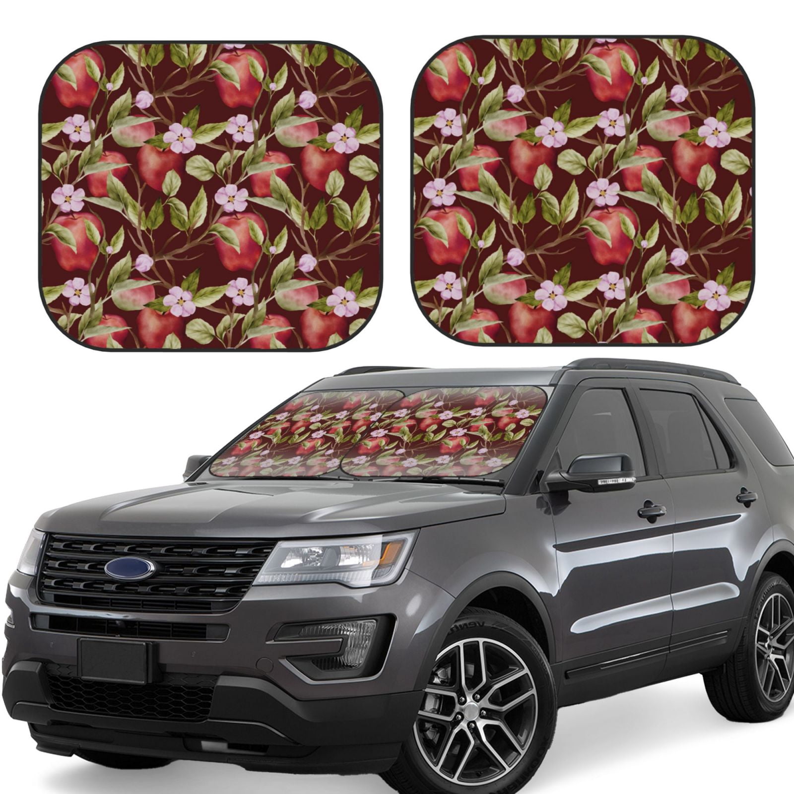 Tebeau Leaf And Fruit Print Foldable Car Windshield Sun Shades ...