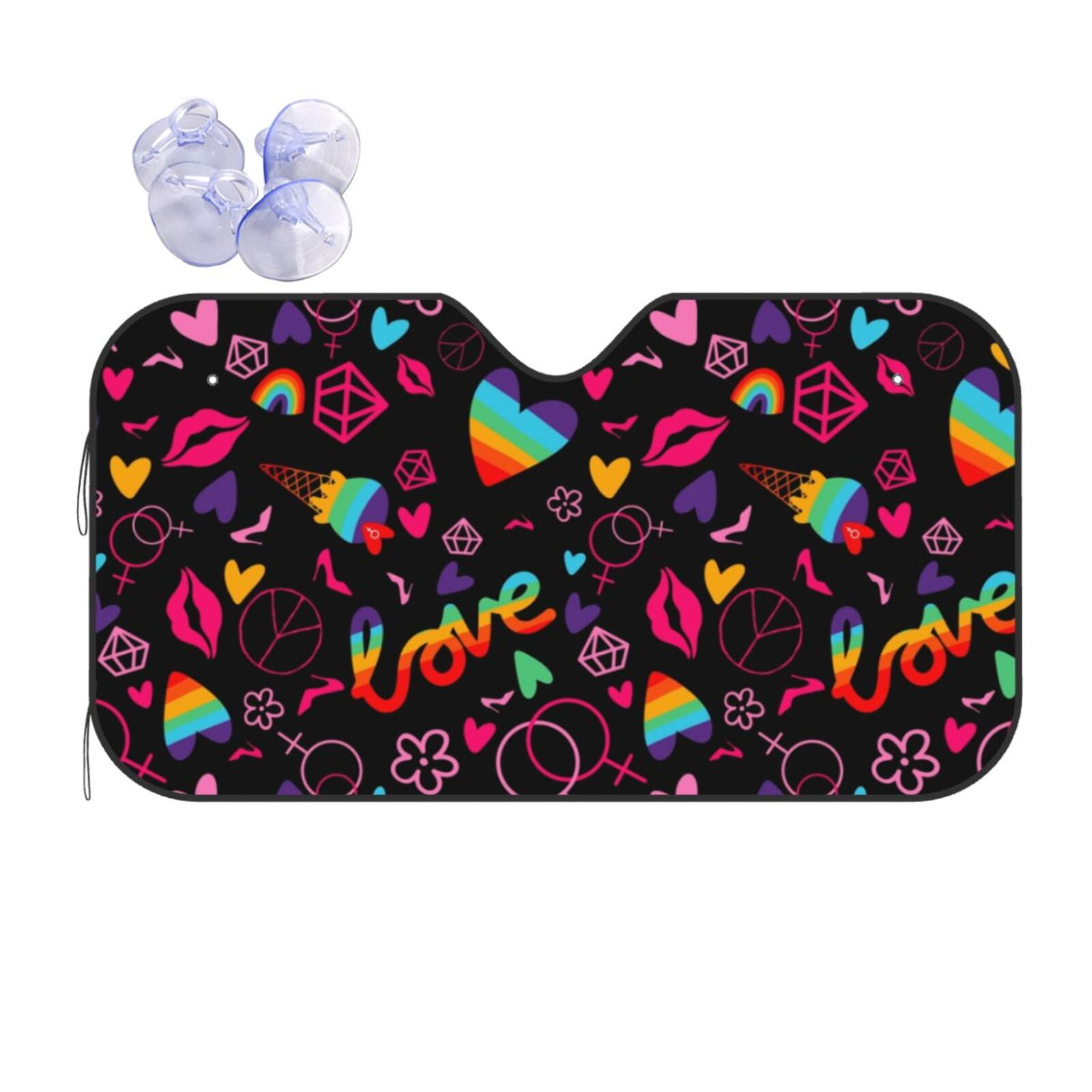 Tebeau Lgbt Rainbow For Pride Print Foldable Car Windshield Sun Shades ...