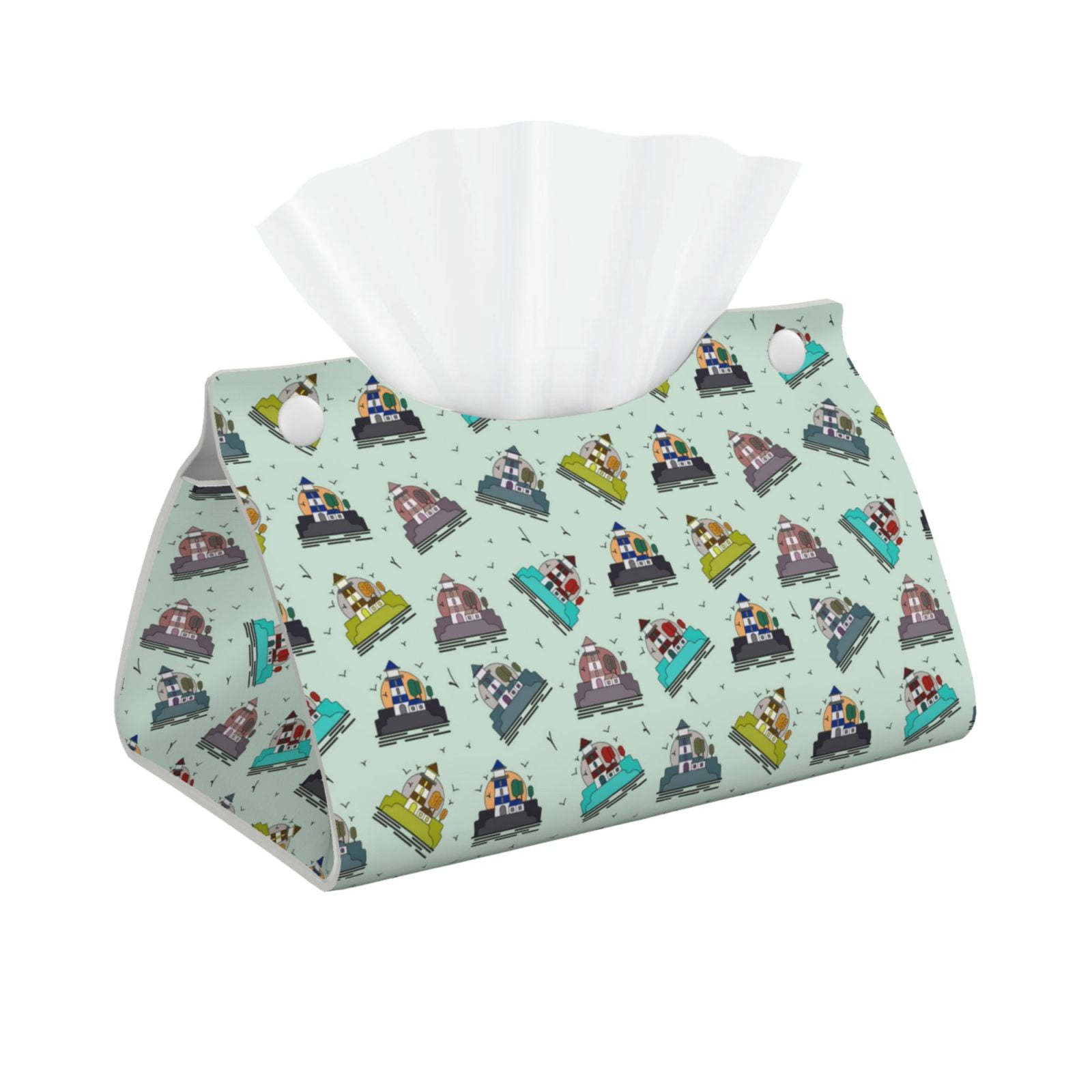 Tebeau Lighthouse Print Tissue Box Cover,Modern PU Leather Rectangular ...