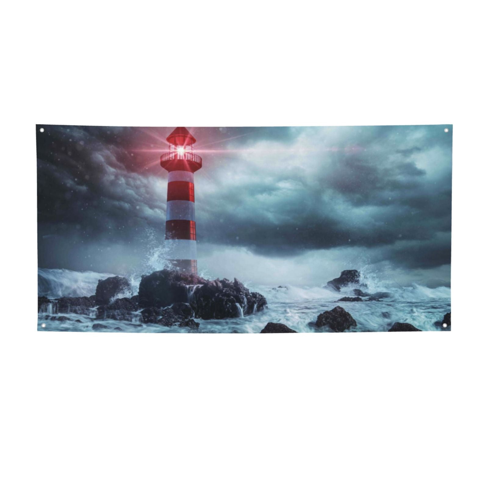 Tebeau Lighthouse in a Stormy Sea Print Banner Backdrop Banner for ...