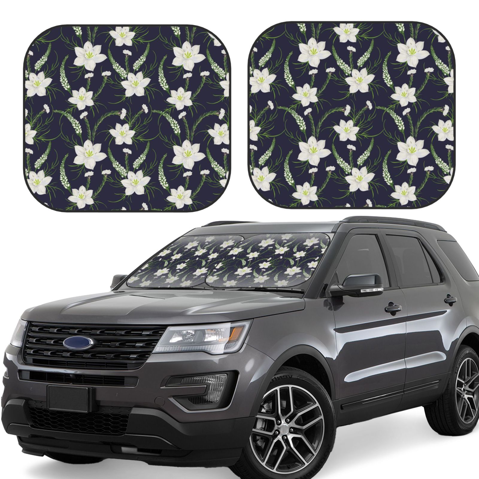 Tebeau Lilies Flowers Print Foldable Car Windshield Sun Shades ...
