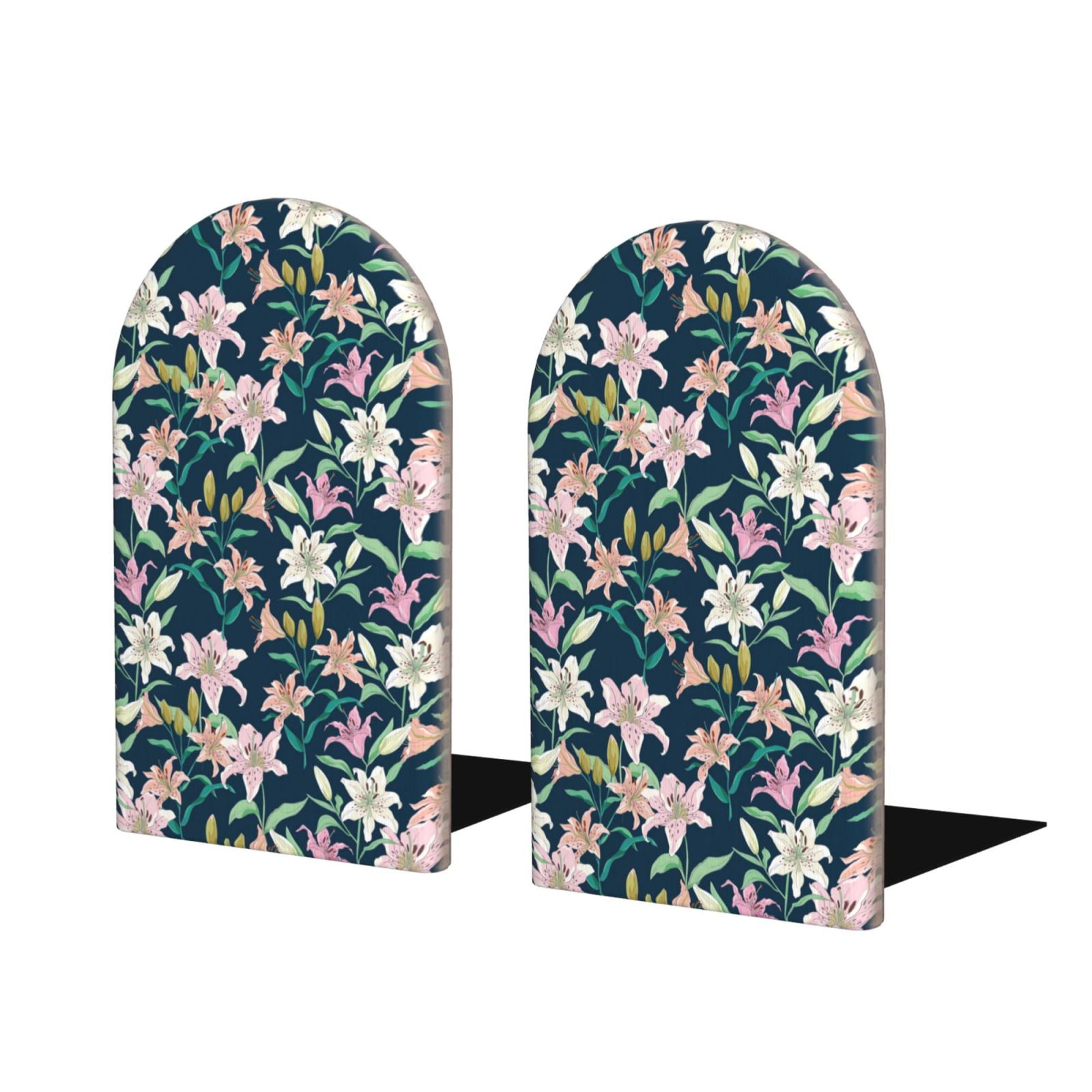 Tebeau Lilies Flowers Print Wood Bookends for Shelves,Bookends,Book ...