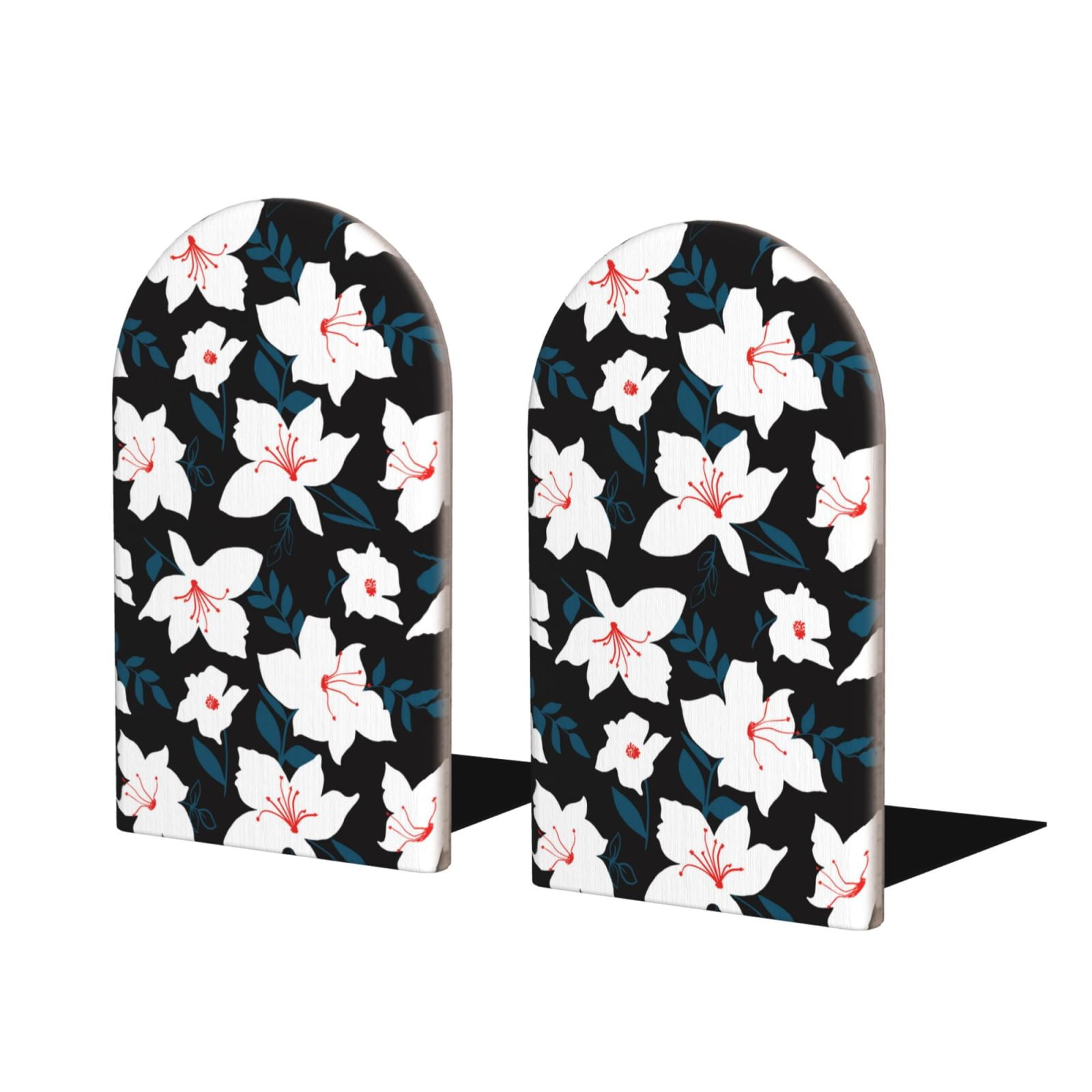 Tebeau Lilies Flowers Print Wood Bookends for Shelves,Bookends,Book ...