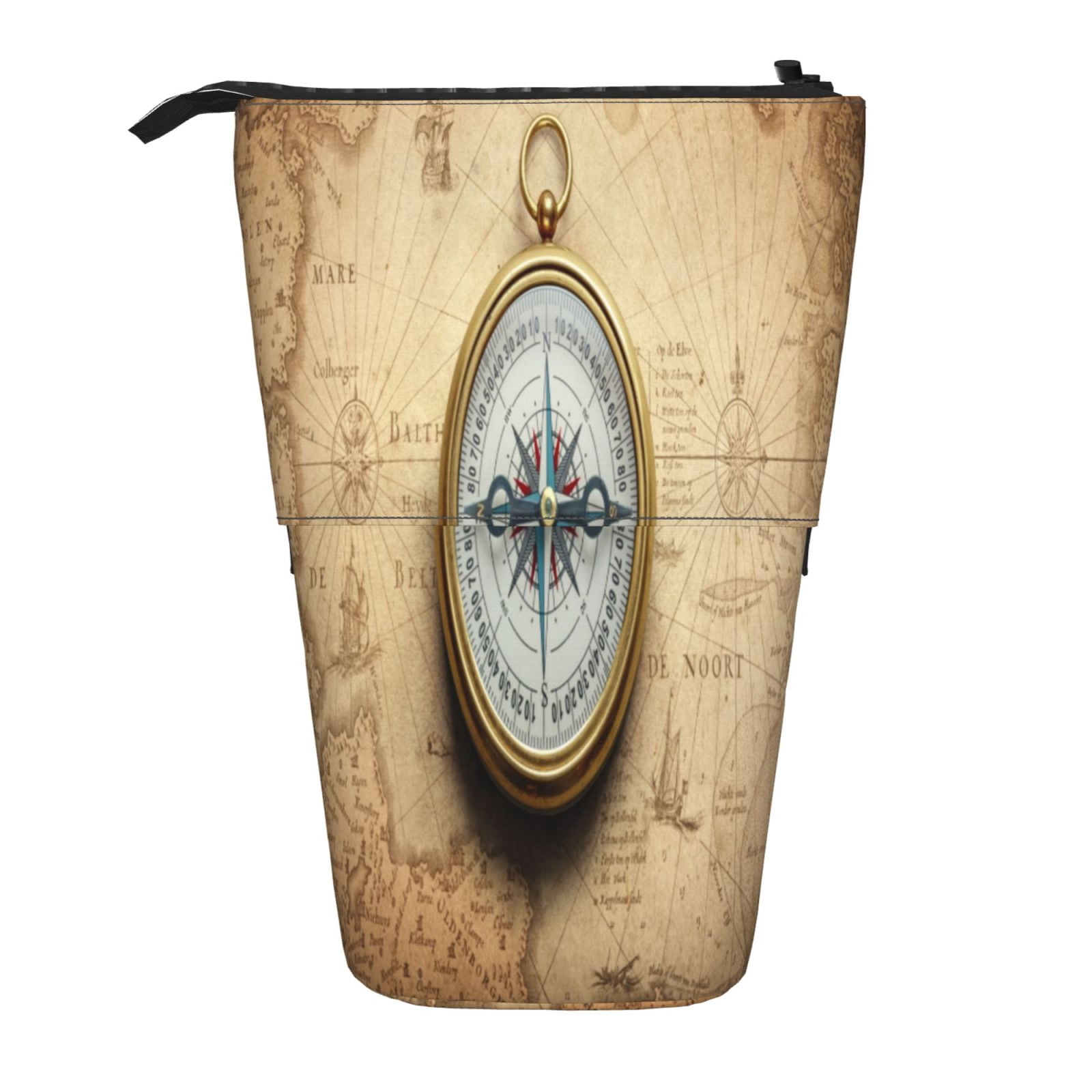 Tebeau Magnetic Old Compass On World Map Print Telescopic Pencil Bag ...