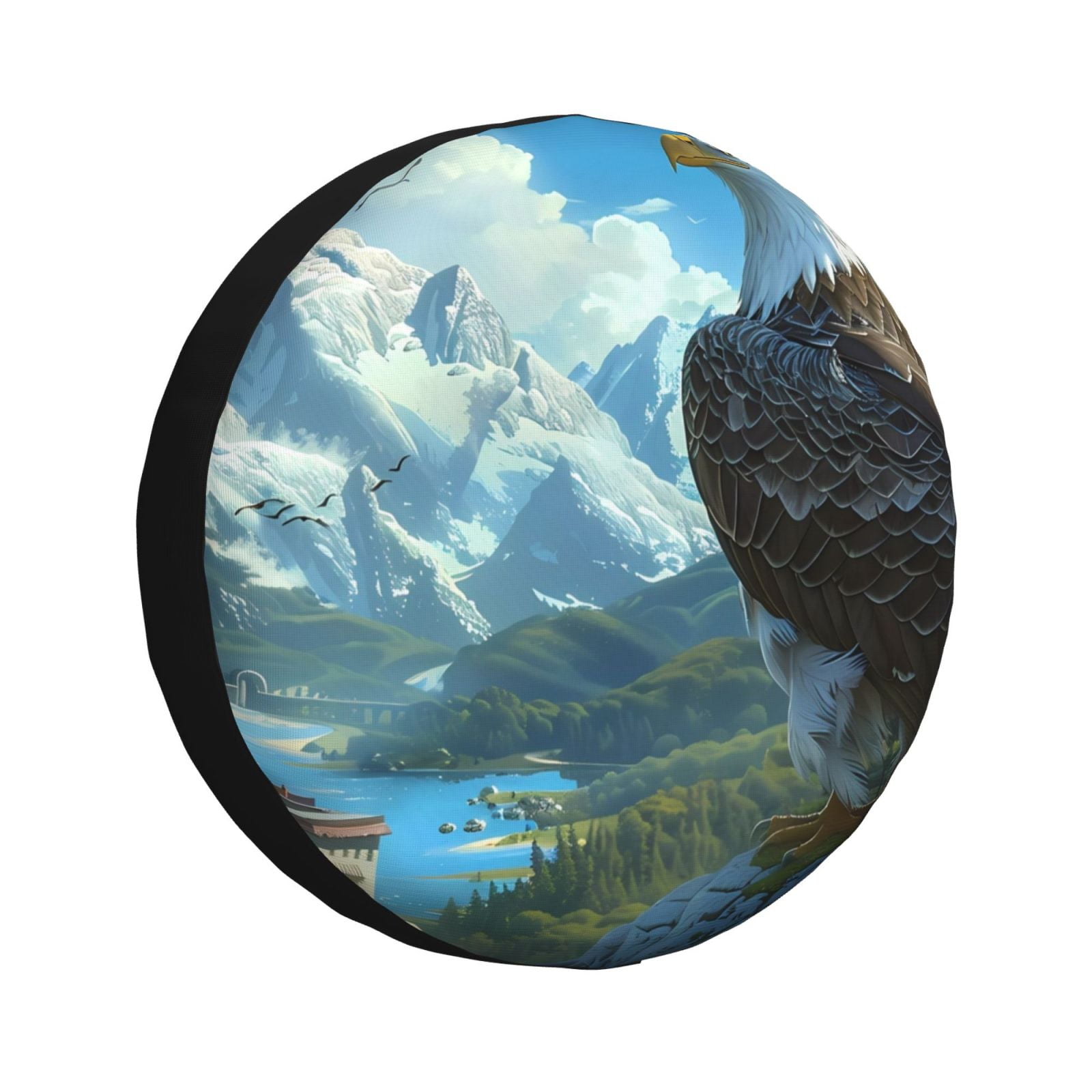 Tebeau Majestic Eagle Over Castle Print Spare Tire Cover Wheel Tire ...