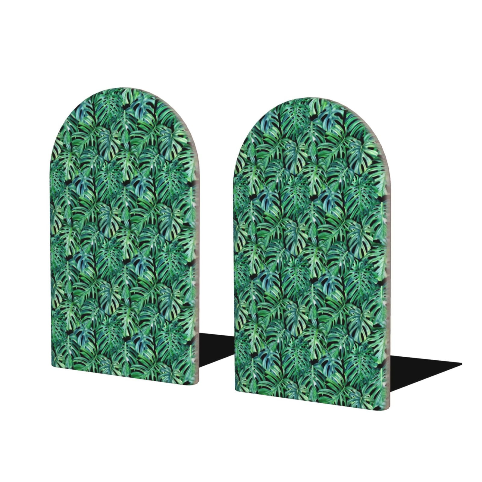 Tebeau Monstera Leaves Print Wood Bookends for Shelves,Bookends,Book ...