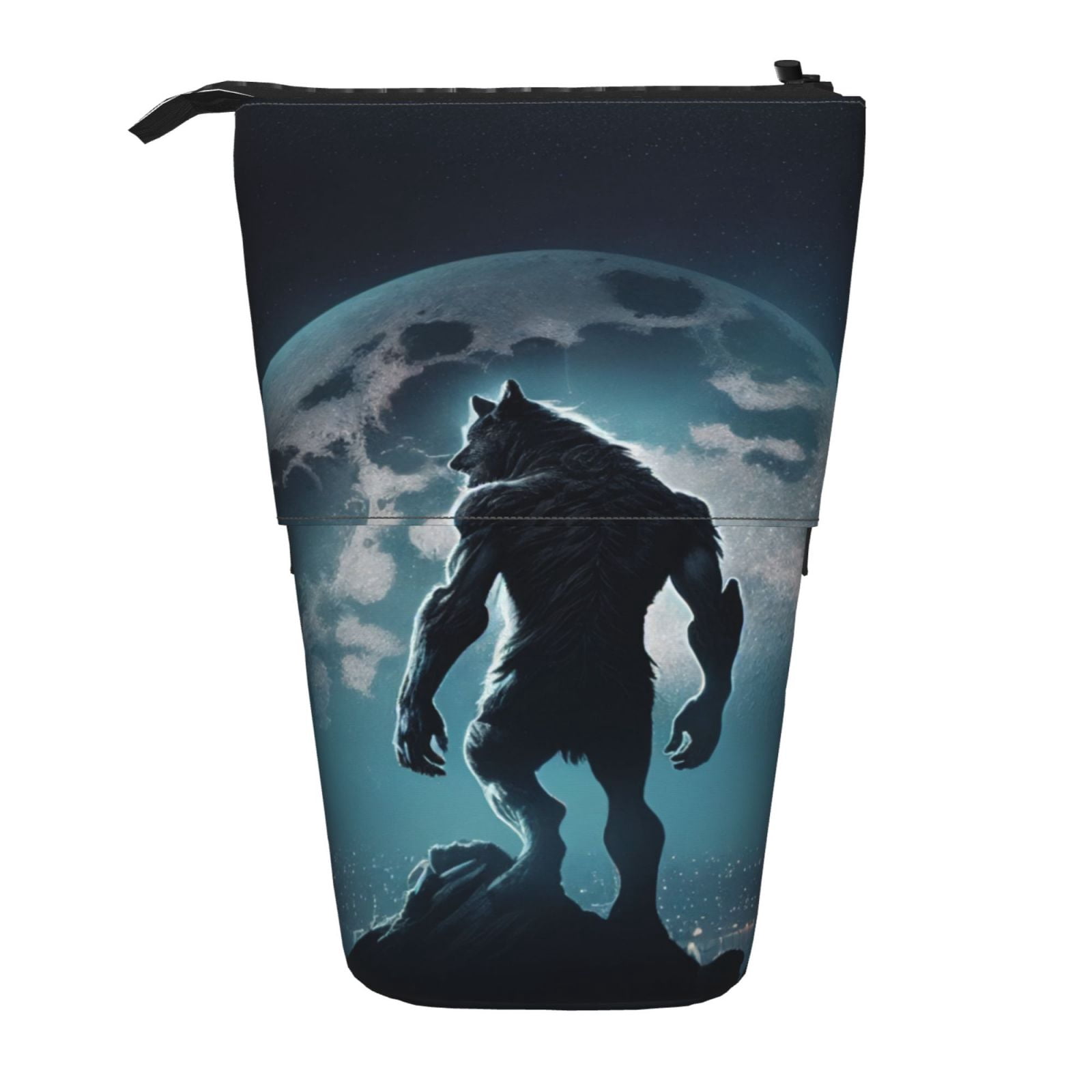 Tebeau Moon Wolf Warrior Print Telescopic Pencil Bag Pen Holder Pop Up ...