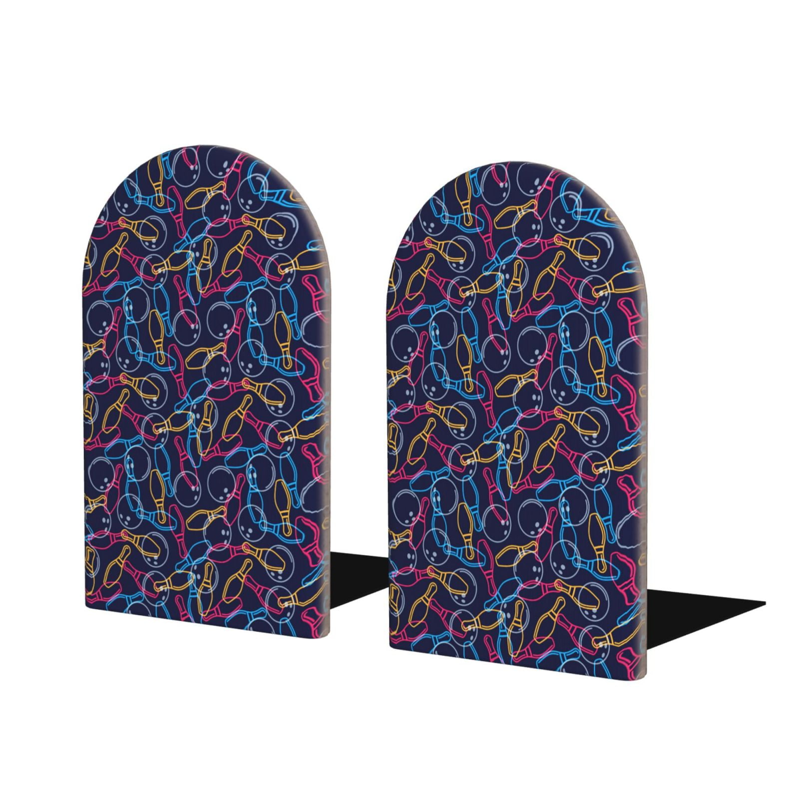 Tebeau Multicolor Bowling Print Wood Bookends for Shelves,Bookends,Book ...