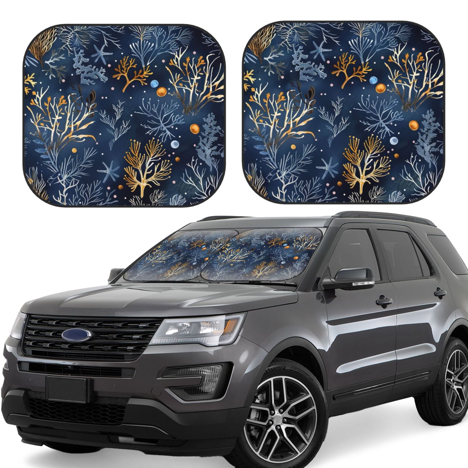 Tebeau Mystical Underwater Coral Scene Print Foldable Car Windshield ...