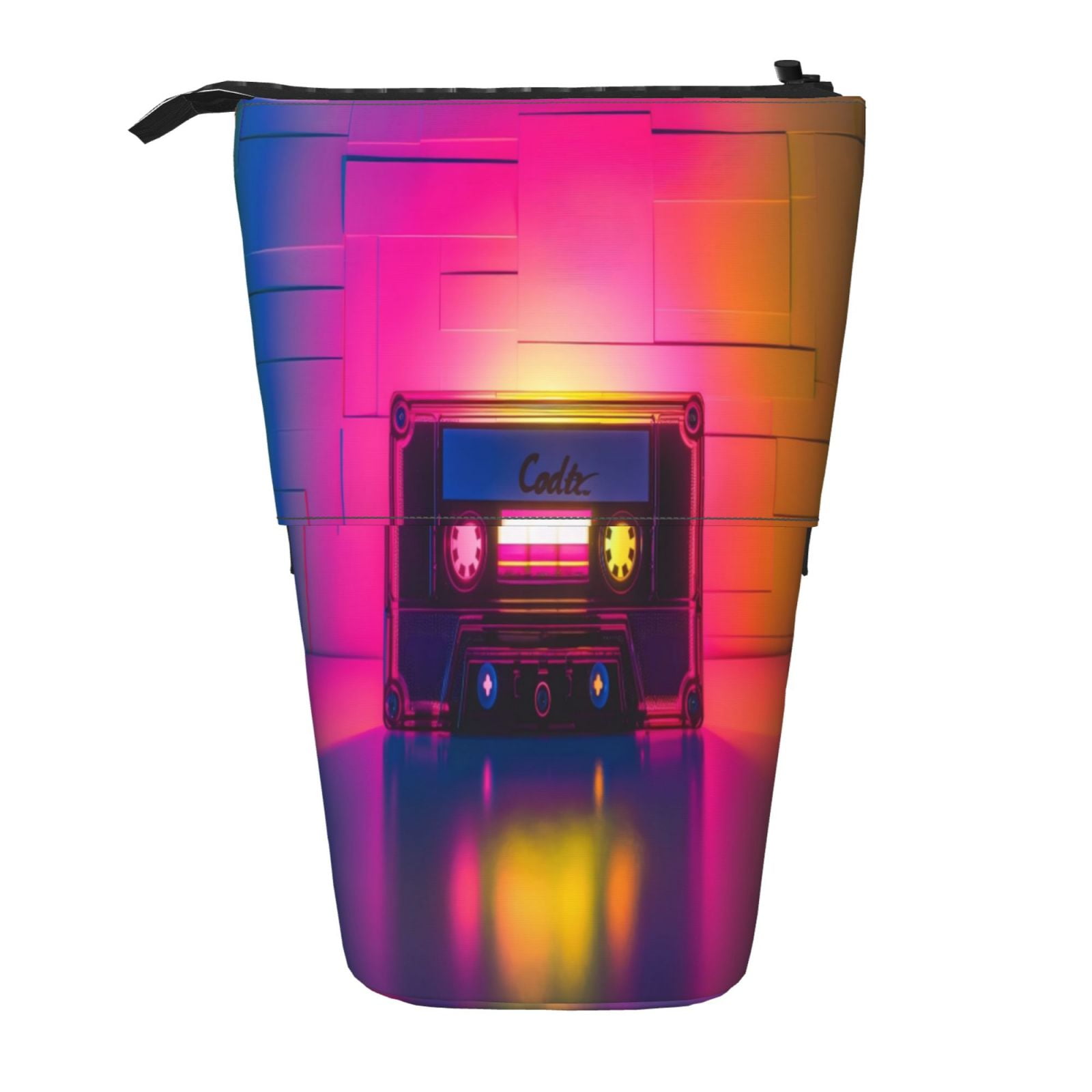 Tebeau Neon Cassette Tape Print Telescopic Pencil Bag Pen Holder Pop Up ...