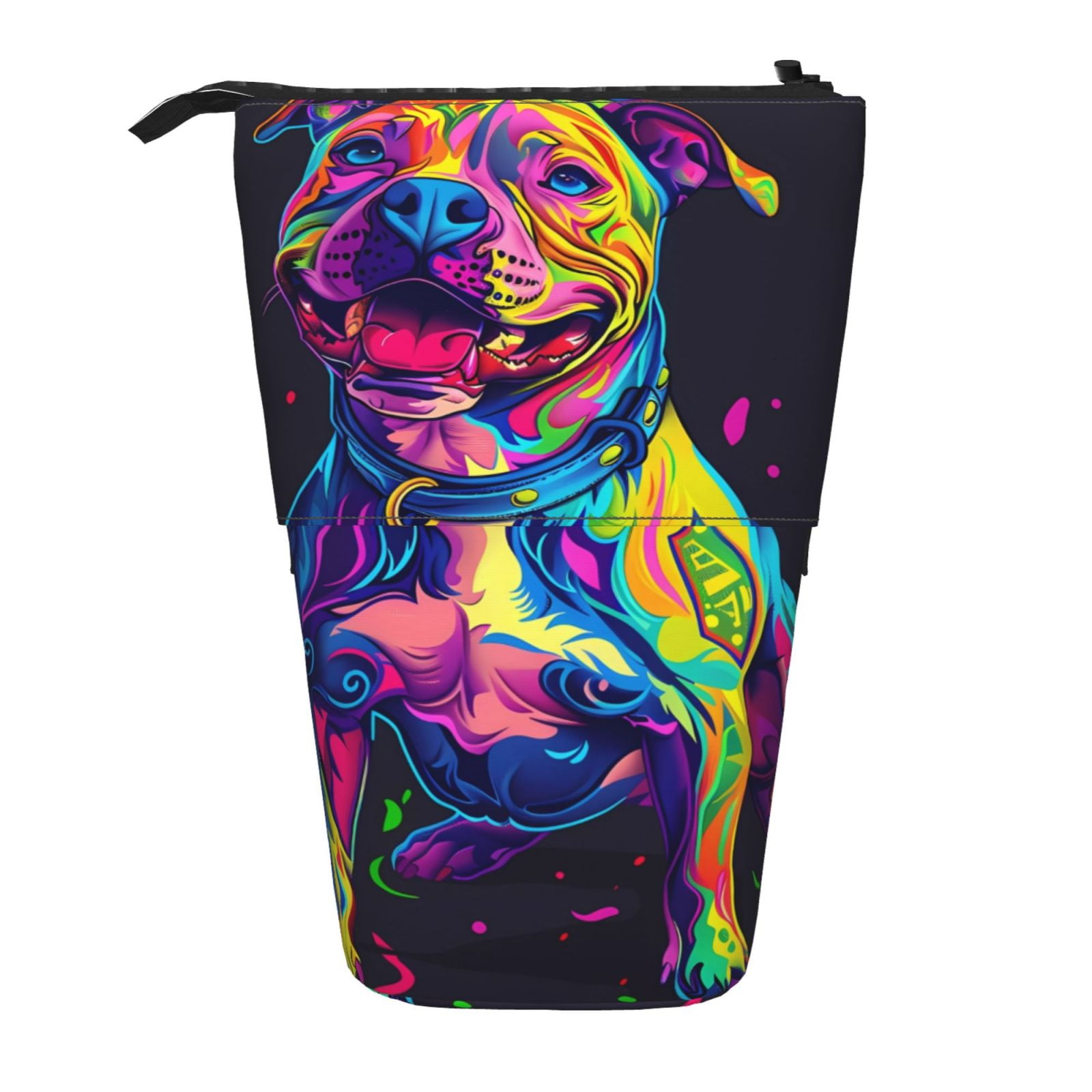 Tebeau Neon Pop Art Pitbull Print Telescopic Pencil Bag Pen Holder Pop ...