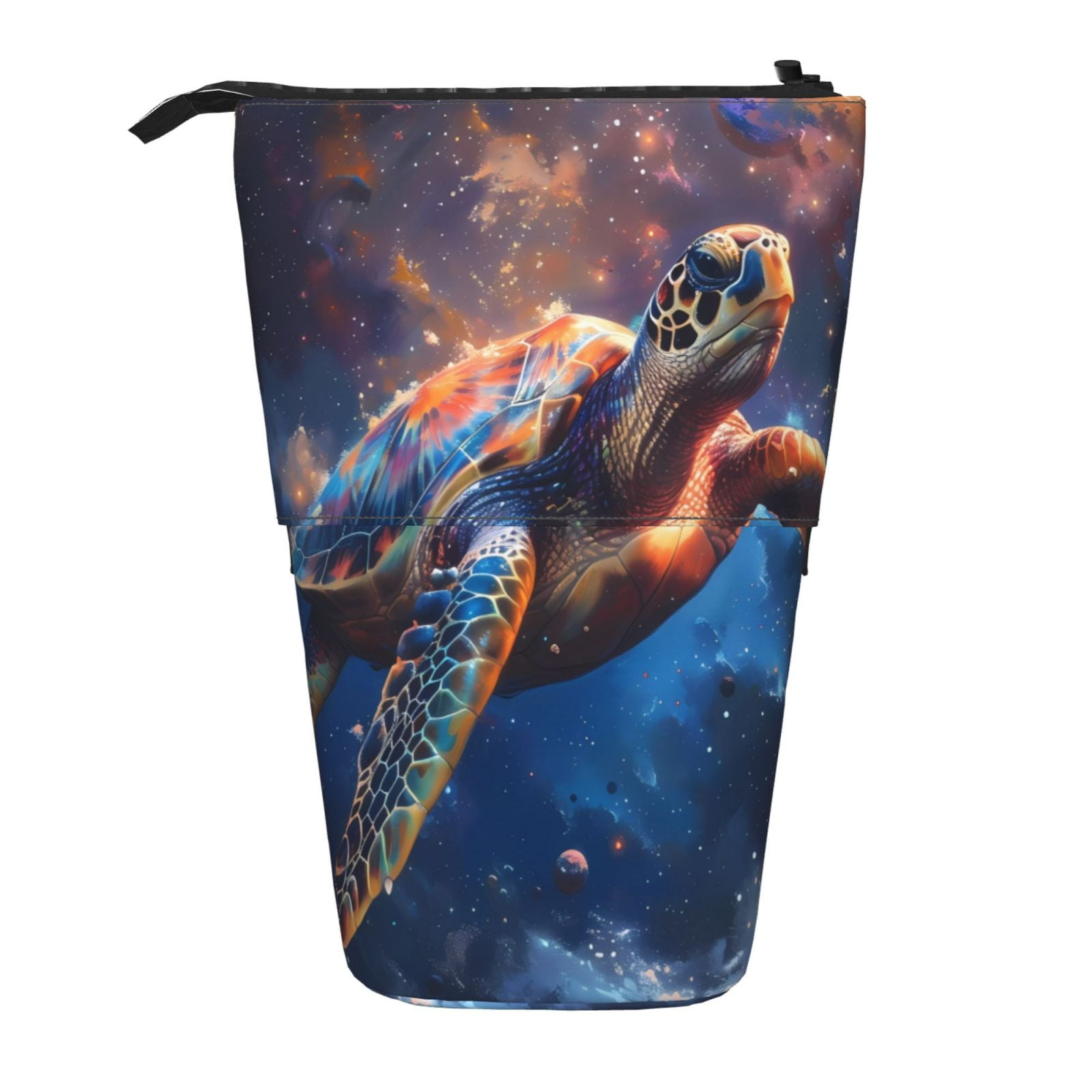 Tebeau Night Sky Turtle Print Telescopic Pencil Bag Pen Holder Pop Up Stationery Case, Stand-up ...