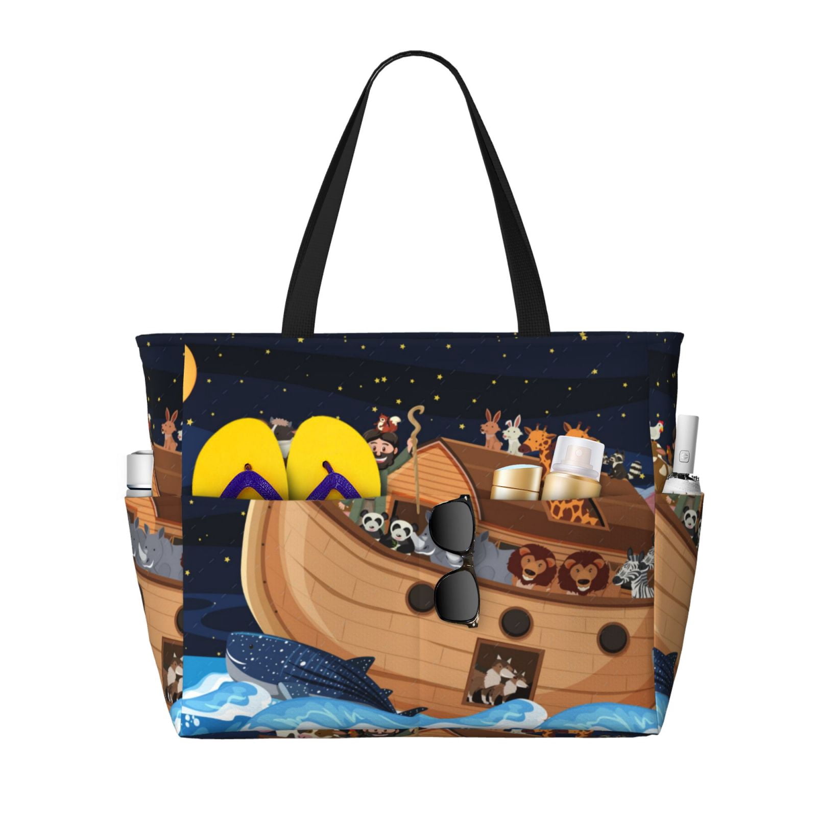 Tebeau Ocean Scene with Noah's Ark Print Large Beach Tote Bag Women ...