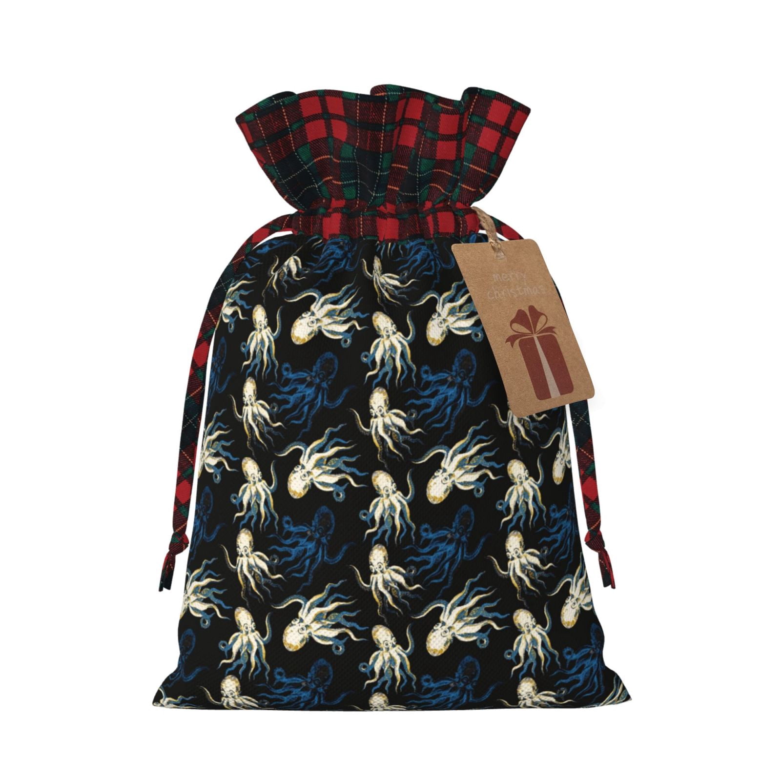 Tebeau Octopus 1 Print Christmas Drawstring Bags Burlap Candy Bags ...