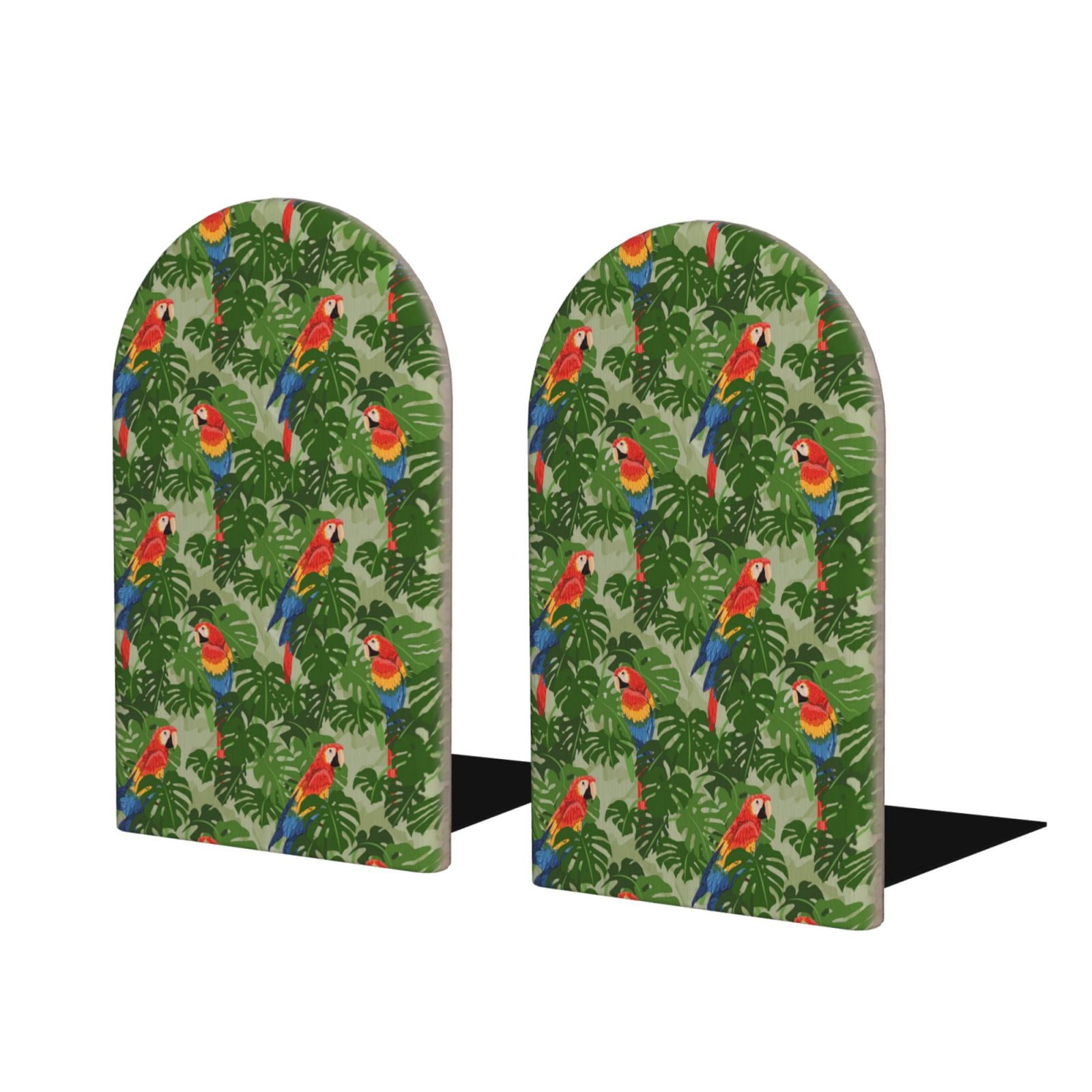 Tebeau Parrots And Tropical Leaves Print Wood Bookends for Shelves ...