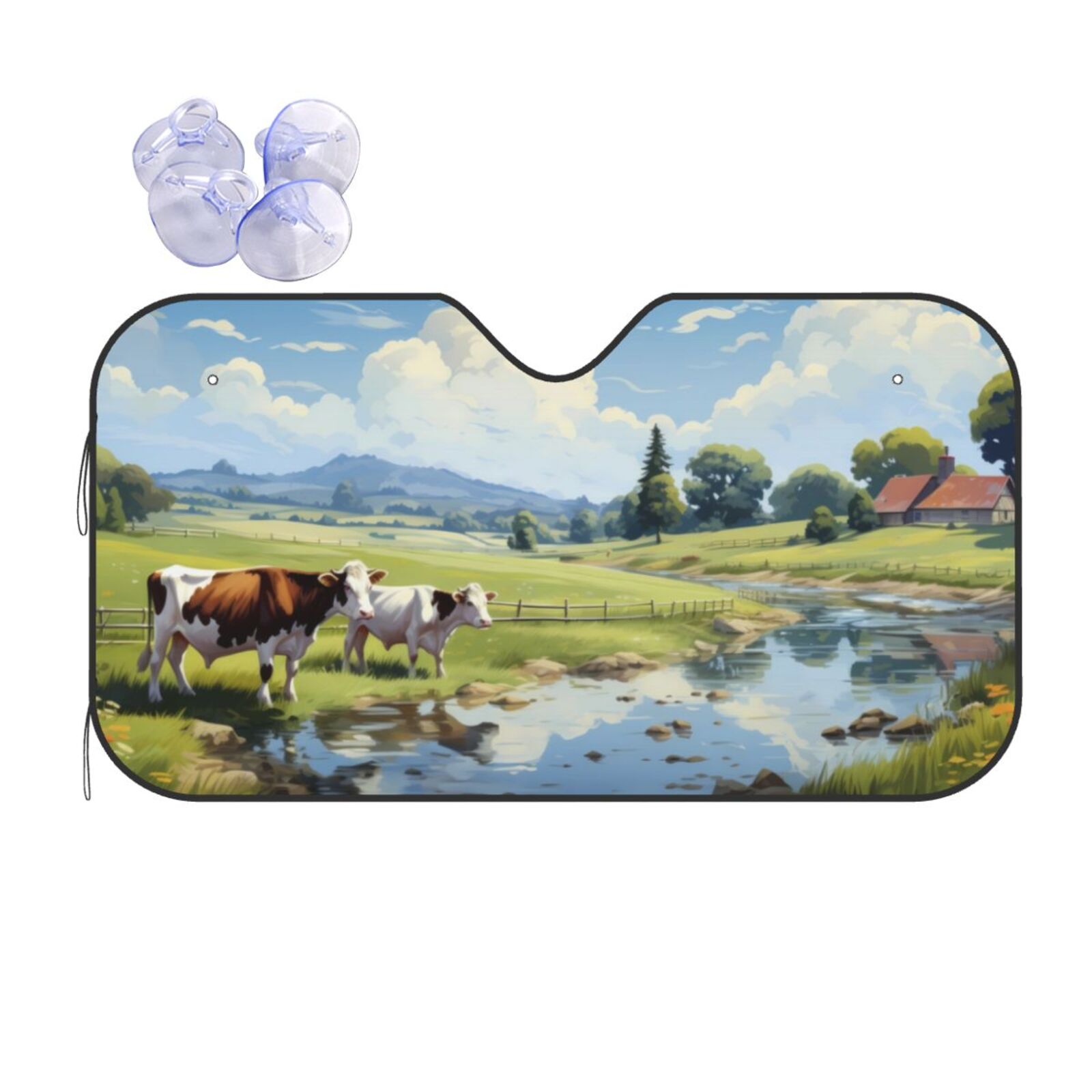 Tebeau Pasture Cow Print Foldable Car Windshield Sun Shades Universal ...