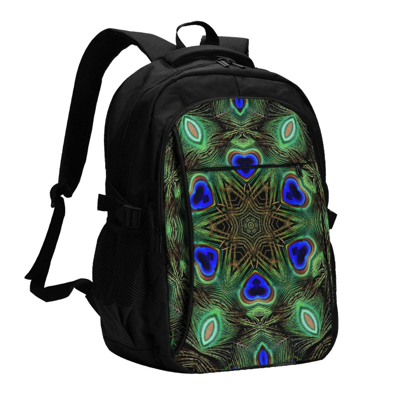 Tebeau Peacock Feathers Print Travel Laptop Backpack Waterproof Anti ...
