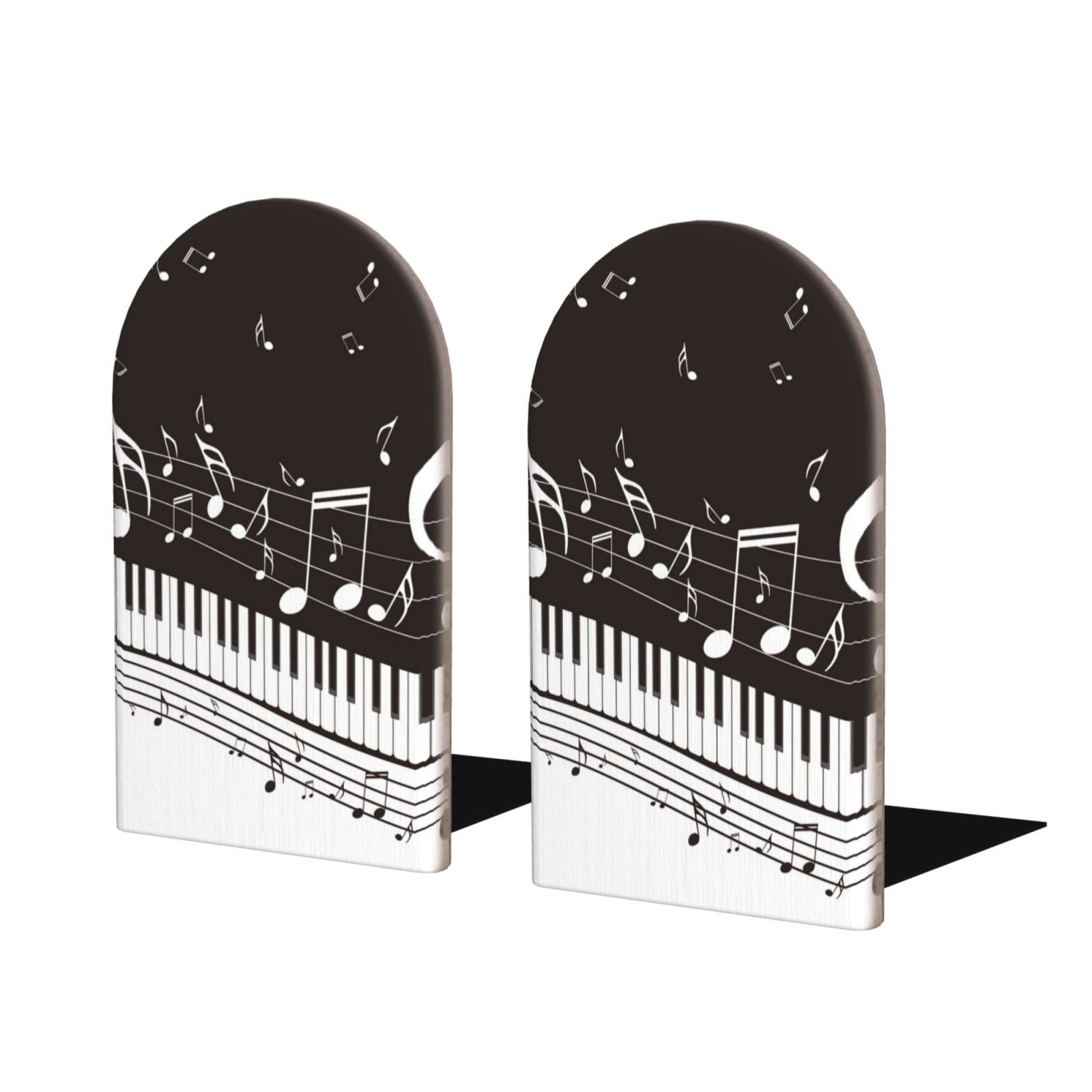 Tebeau Piano Keys With Musical Notes Print Wood Bookends for Shelves ...