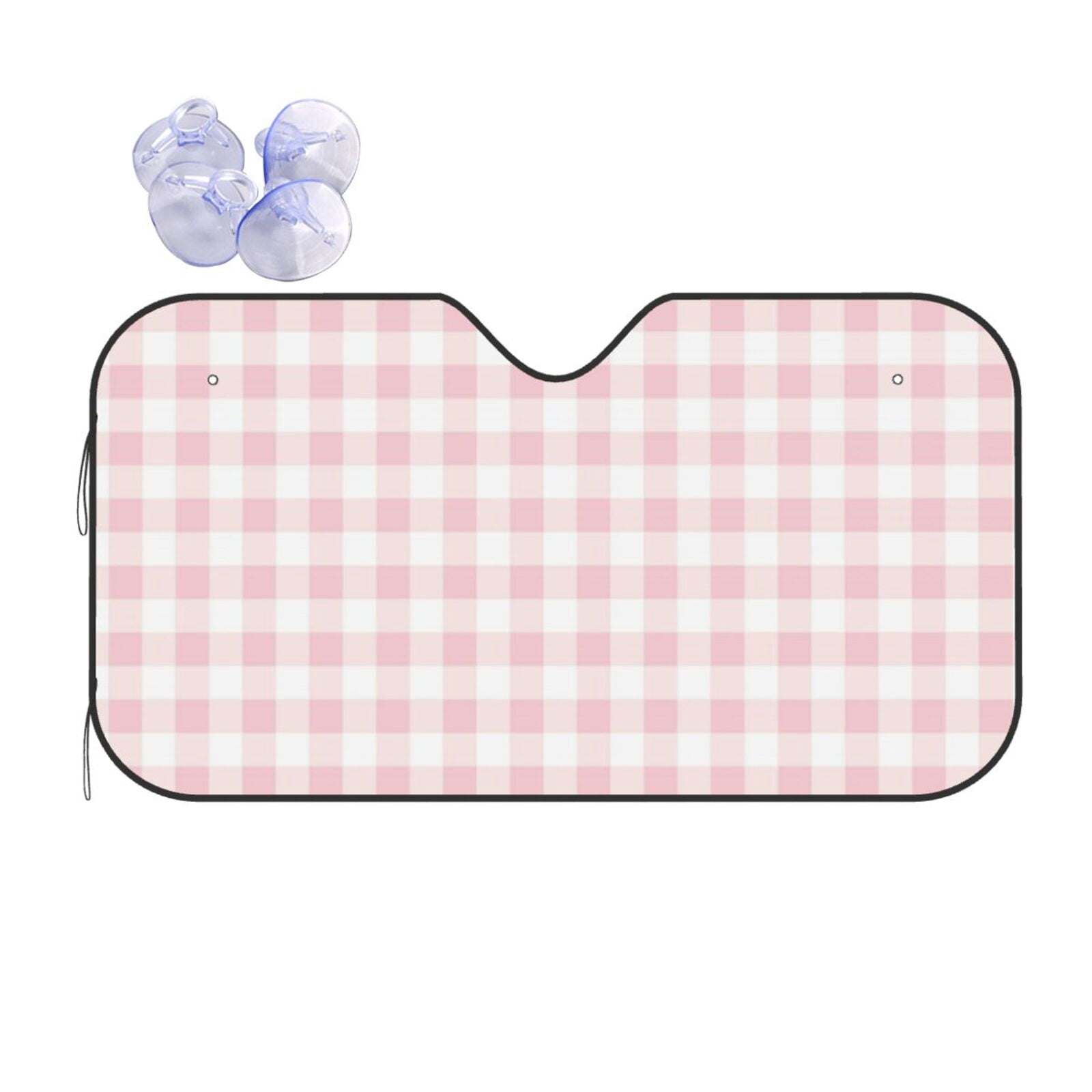 Tebeau Pink Checkboard Print Foldable Car Windshield Sun Shades ...