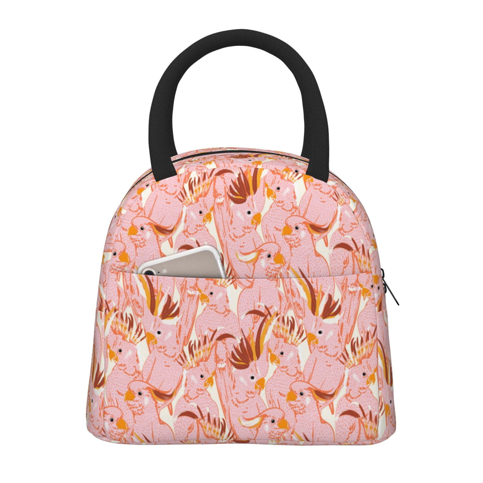 Tebeau Pink Cockatoo Birds Print Lunch Box Lunch Bag for Women Adults ...