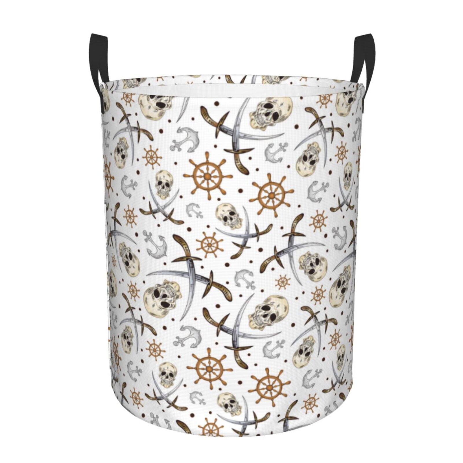 Tebeau Pirate skulls Print Large Storage Basket,Laundry Hamper/Bathroom ...