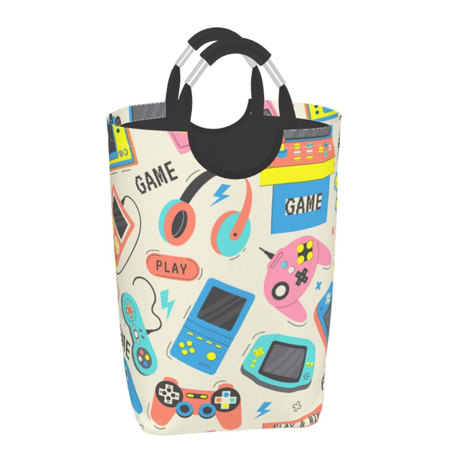 Tebeau Playing Video Games Print Large Laundry Basket, Laundry Hamper ...