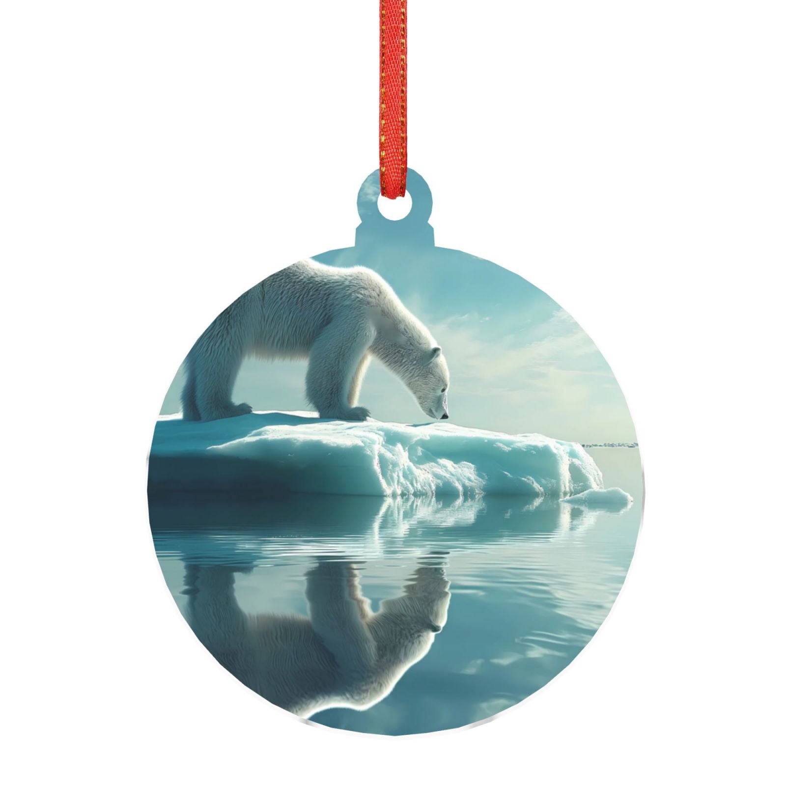 Tebeau Polar Bear On Iceberg Print Christmas Tree Ornaments Round ...