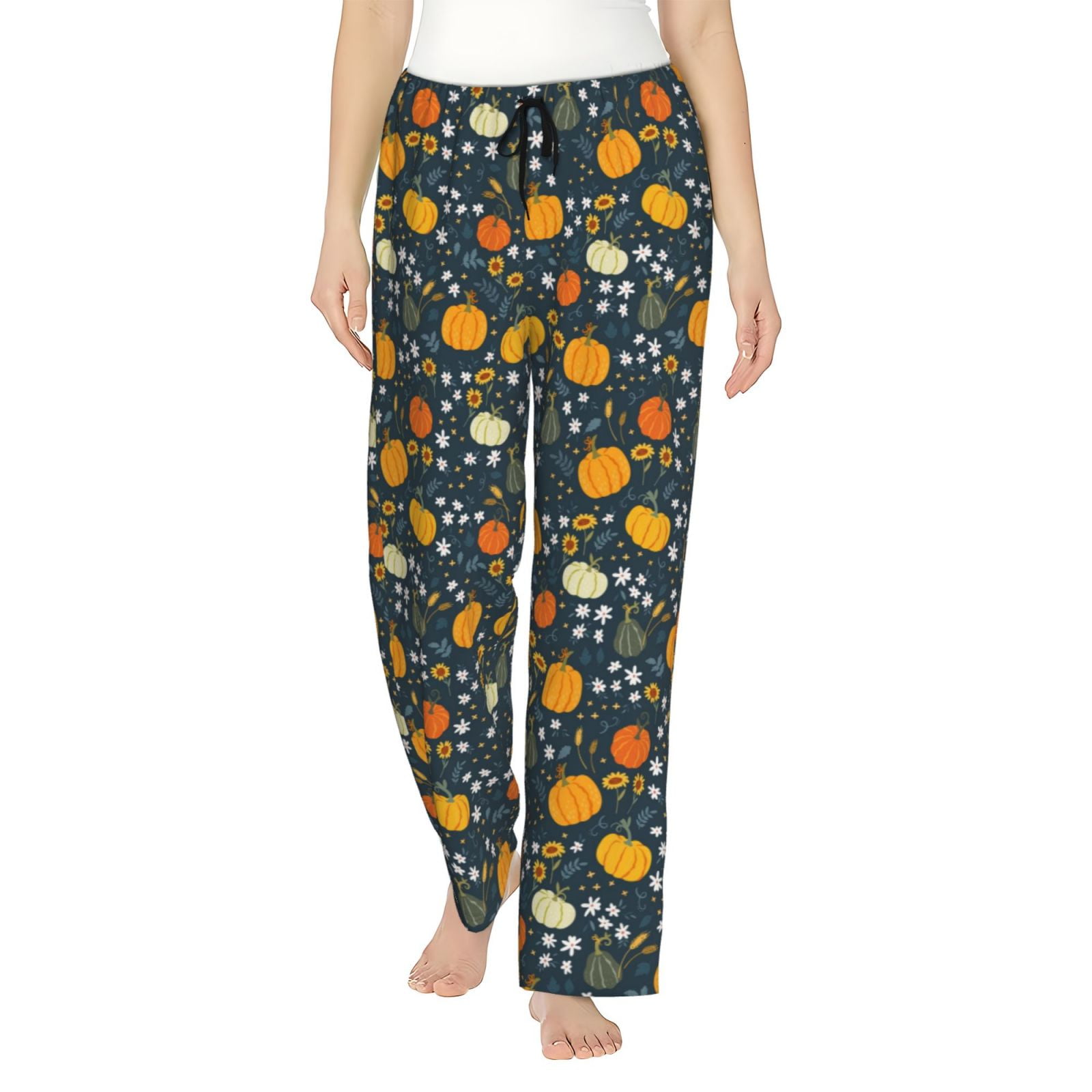 Tebeau Pumpkin Print Women Pajama Pants Women's Drawstring Pajama Pants ...