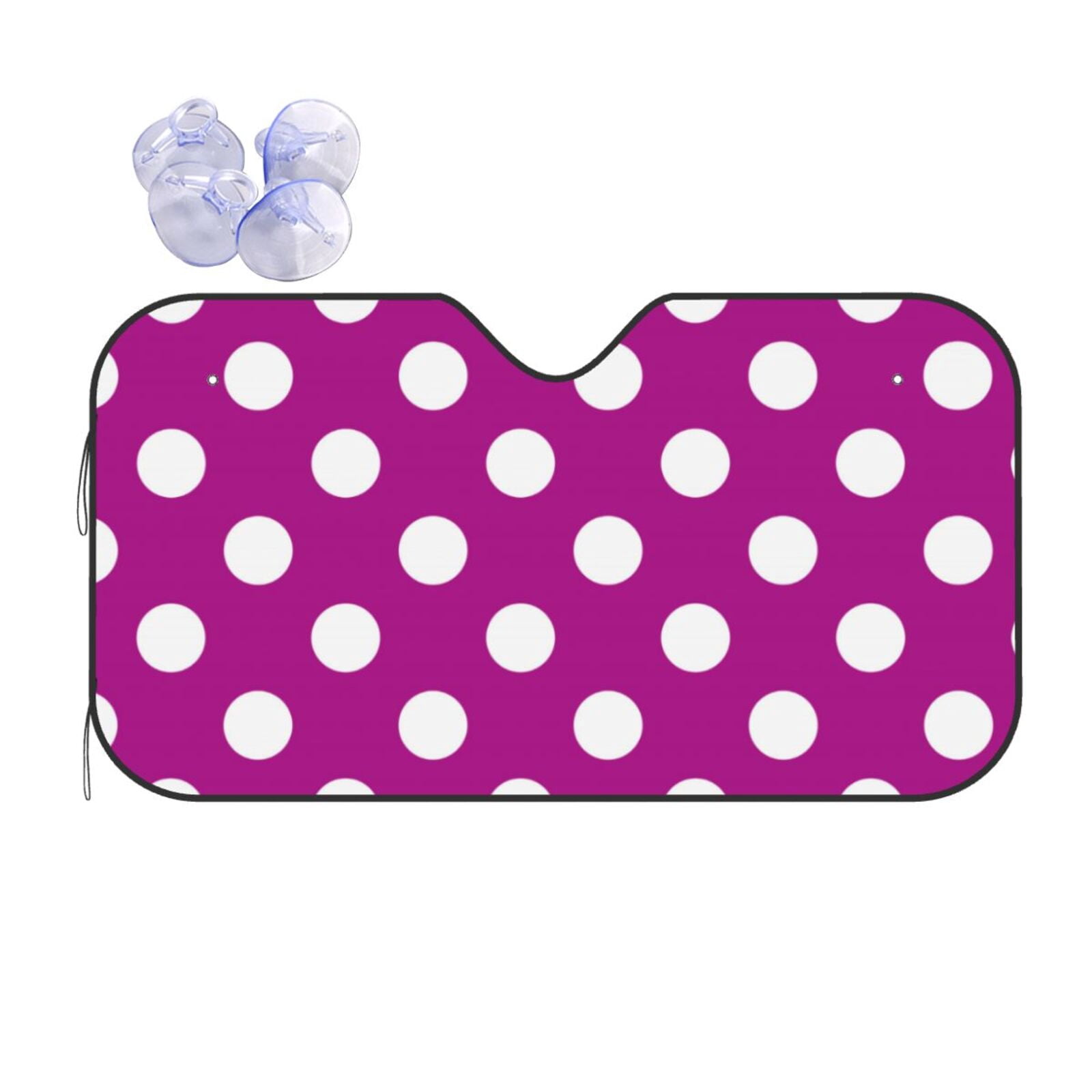 Tebeau Purlpe And White Polka Dot Print Foldable Car Windshield Sun ...