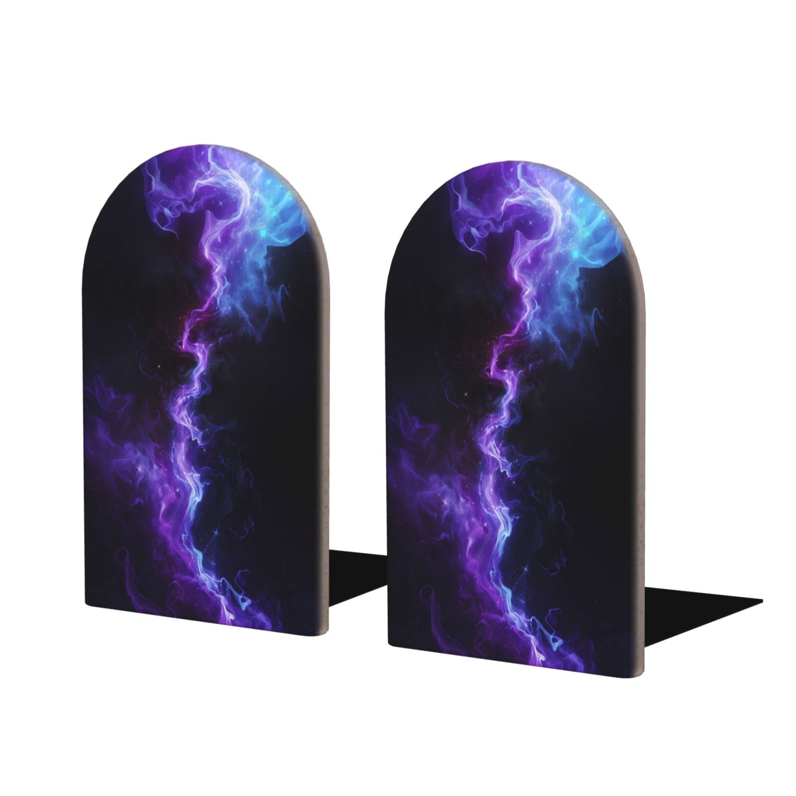 Tebeau Purple And Blue Nebula Print Wood Bookends for Shelves,Bookends ...